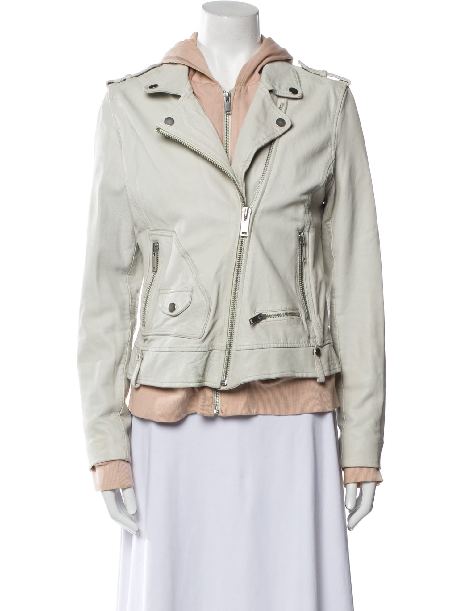 Doma Lamb Leather Biker Jacket - Neutrals Jackets, Clothing - WDO21065 ...