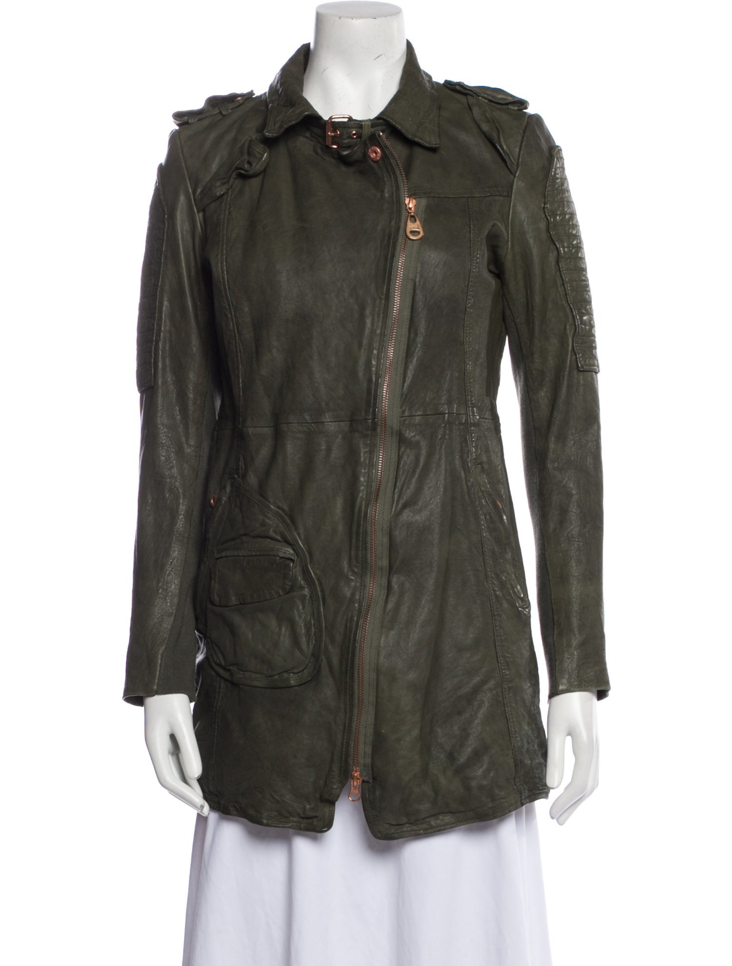 Doma Leather Utility Jacket - Green Jackets, Clothing - WDO21104 | The ...