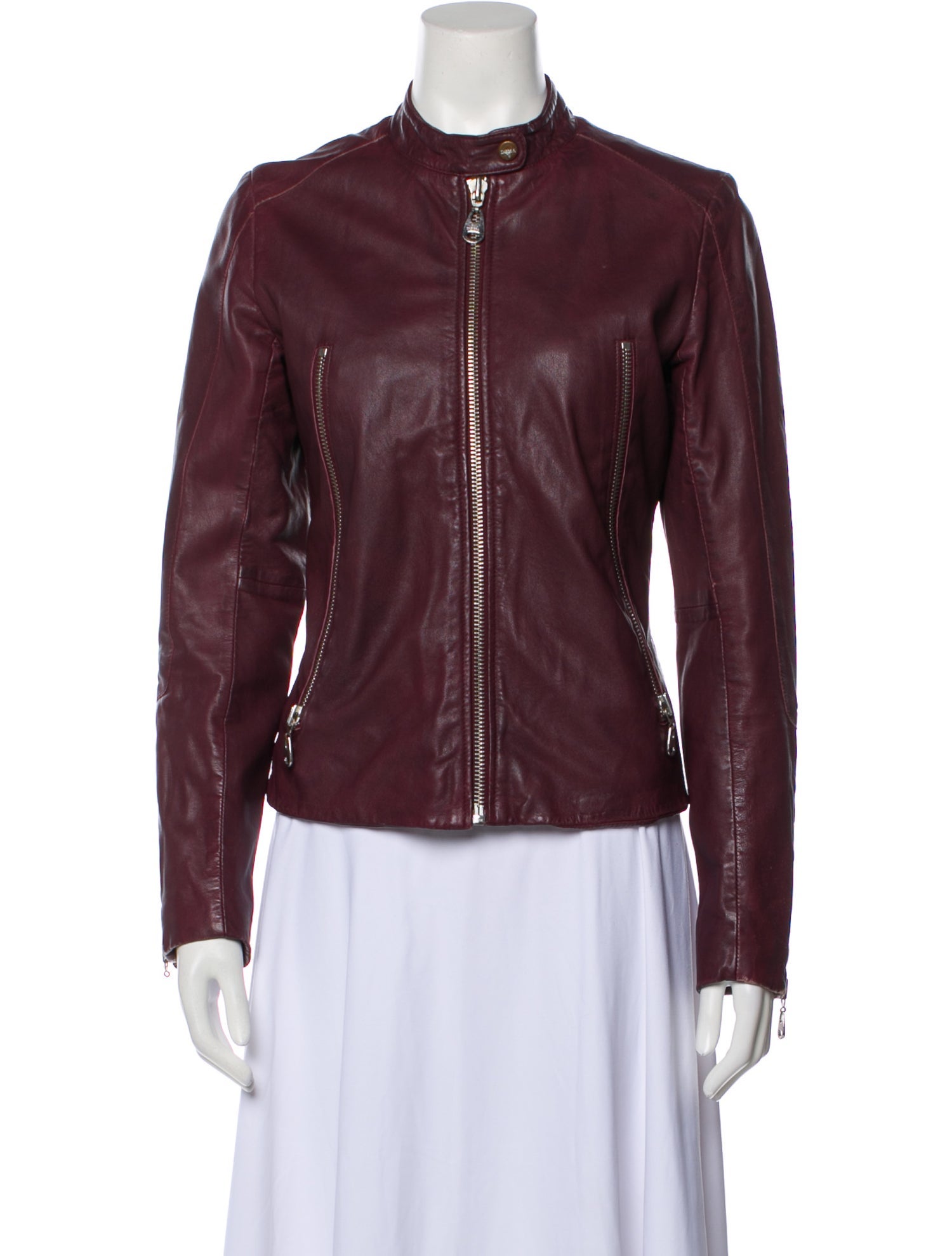 Doma Lamb Leather Biker Jacket - Burgundy Jackets, Clothing - WDO21116 ...