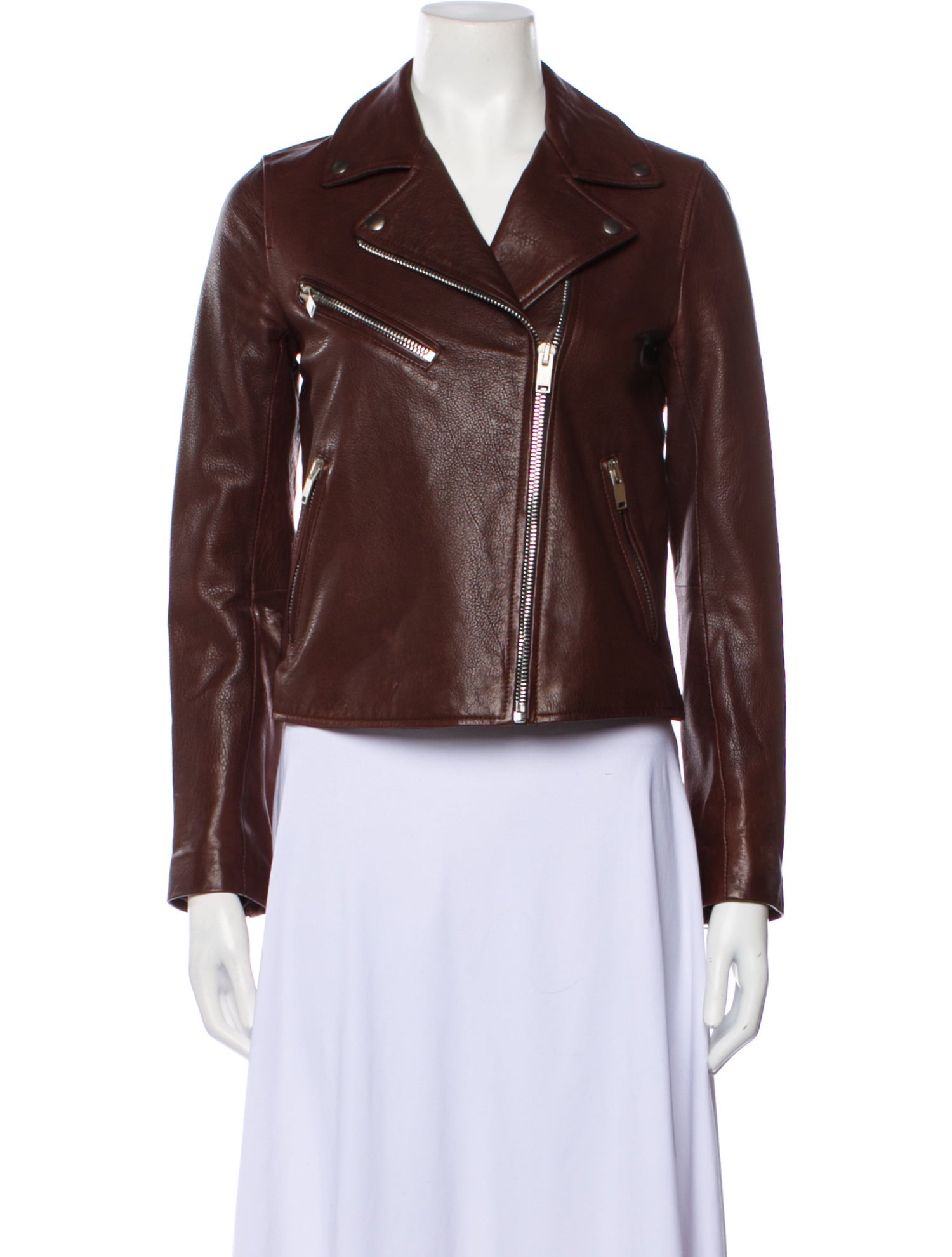 Doma Lamb Leather Biker Jacket - Burgundy Jackets, Clothing - WDO21124 ...