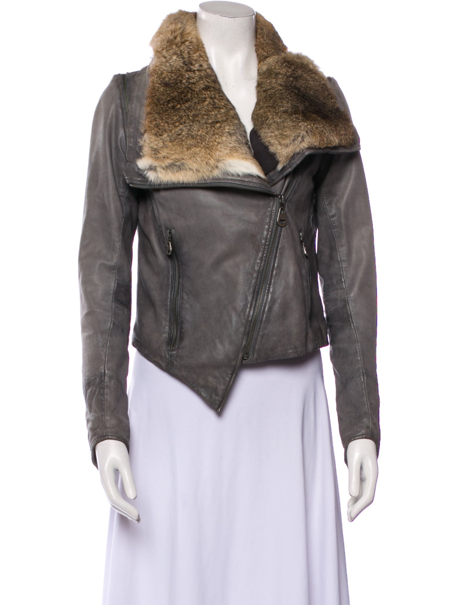 Doma Leather Biker Jacket - Grey Jackets, Clothing - WDO21215 | The ...