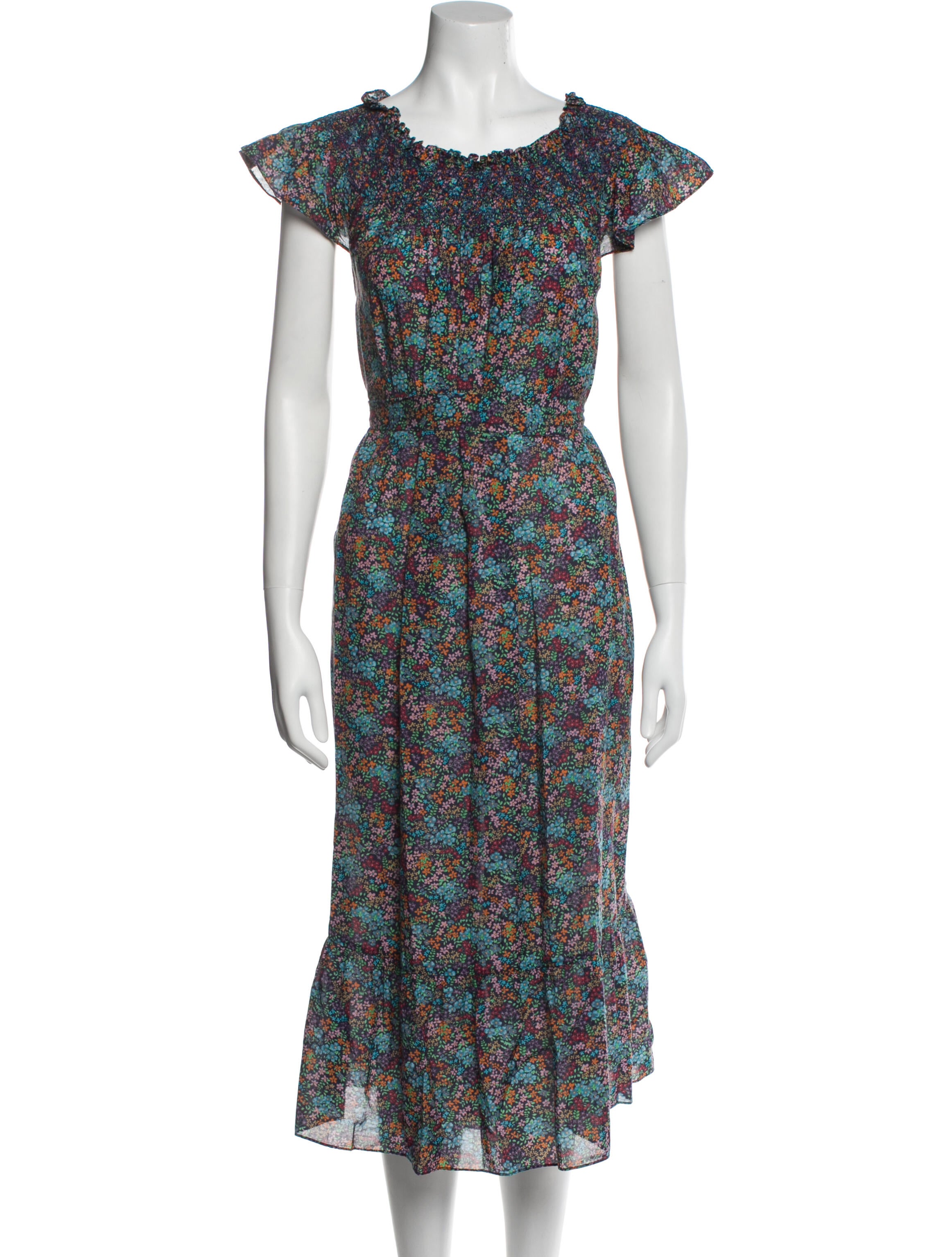 DÔEN Floral Print Midi Length Dress - Blue Dresses, Clothing ...
