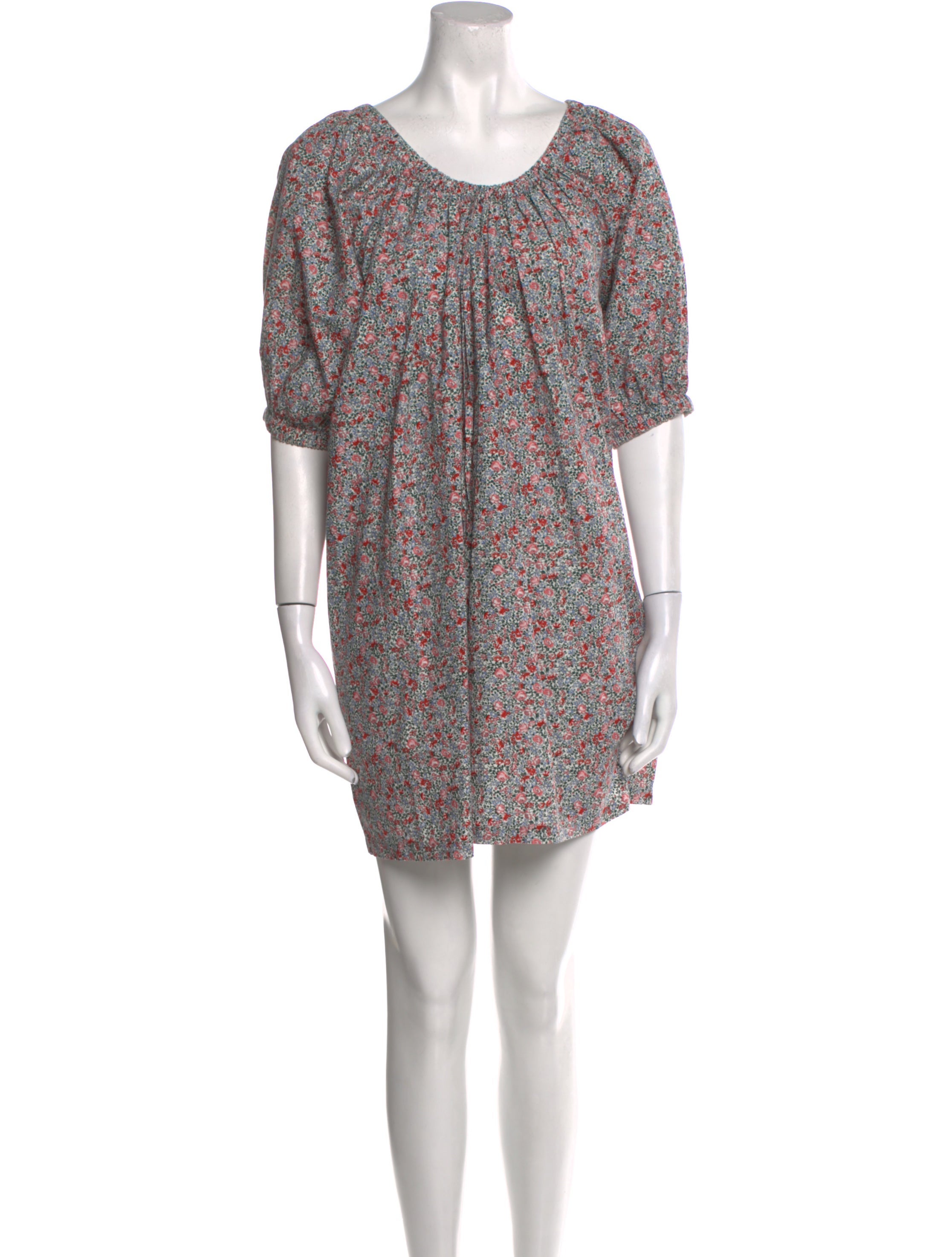 DÔEN Floral Print Mini Dress - Red Dresses, Clothing - WDOEN50465 | The ...