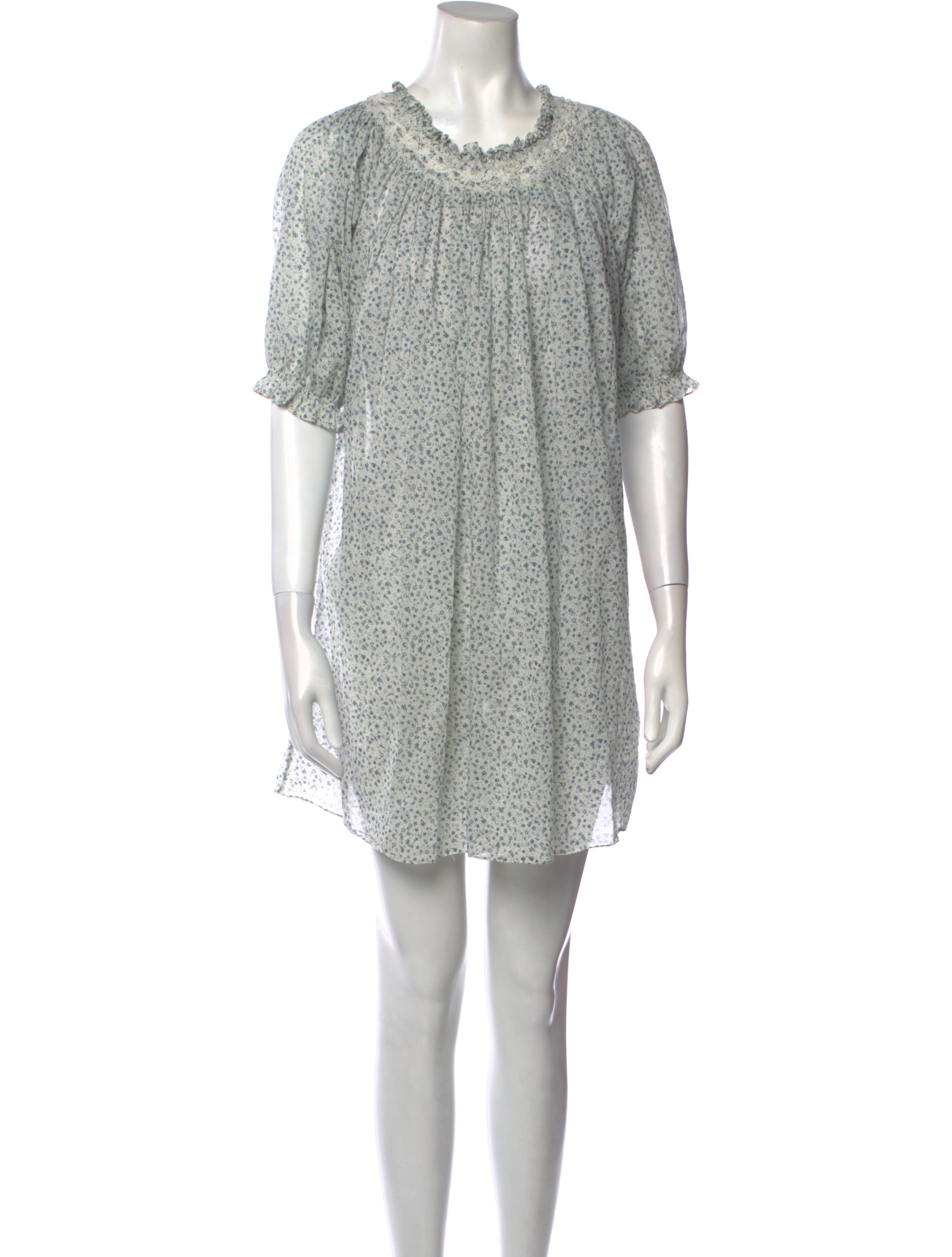 DÔEN Printed Mini Dress - Blue Dresses, Clothing - WDOEN51007 | The ...