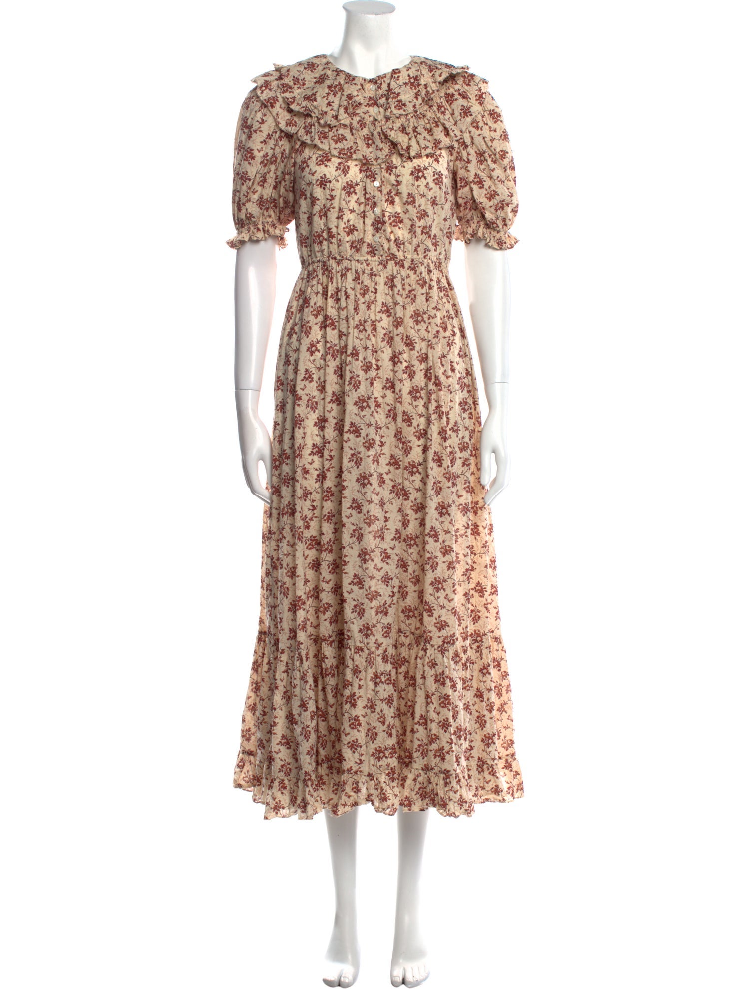 DÔEN Floral Print Long Dress - Neutrals Dresses, Clothing - WDOEN56640 ...