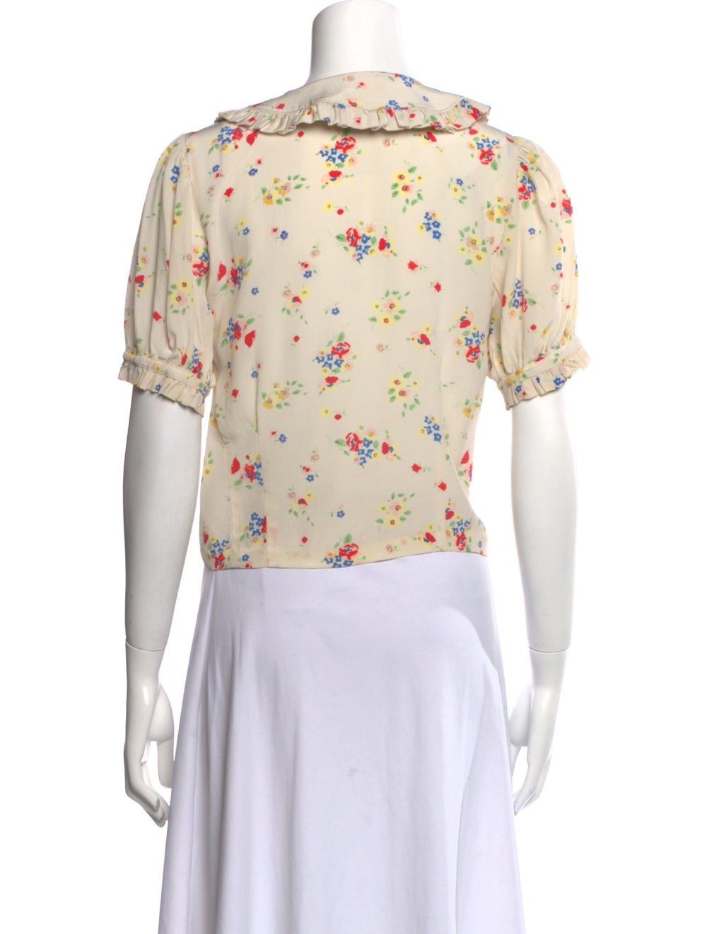 Dôen Silk Floral Print Crop Top Gem