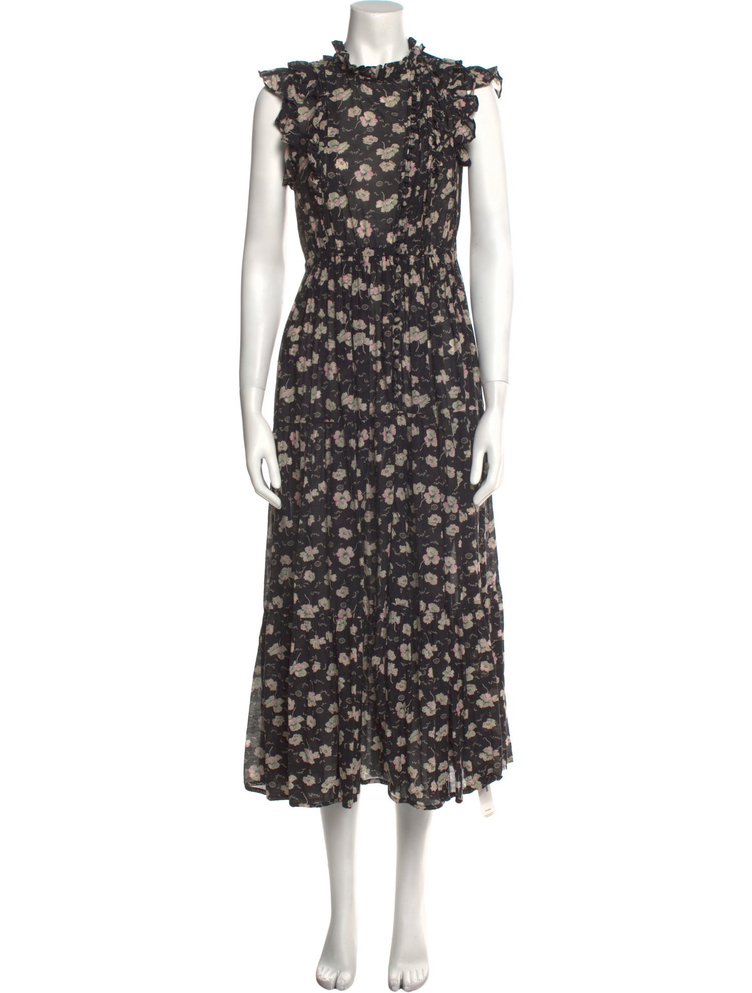 DÔEN Floral Print Long Dress - Black Dresses, Clothing - WDOEN62072 ...