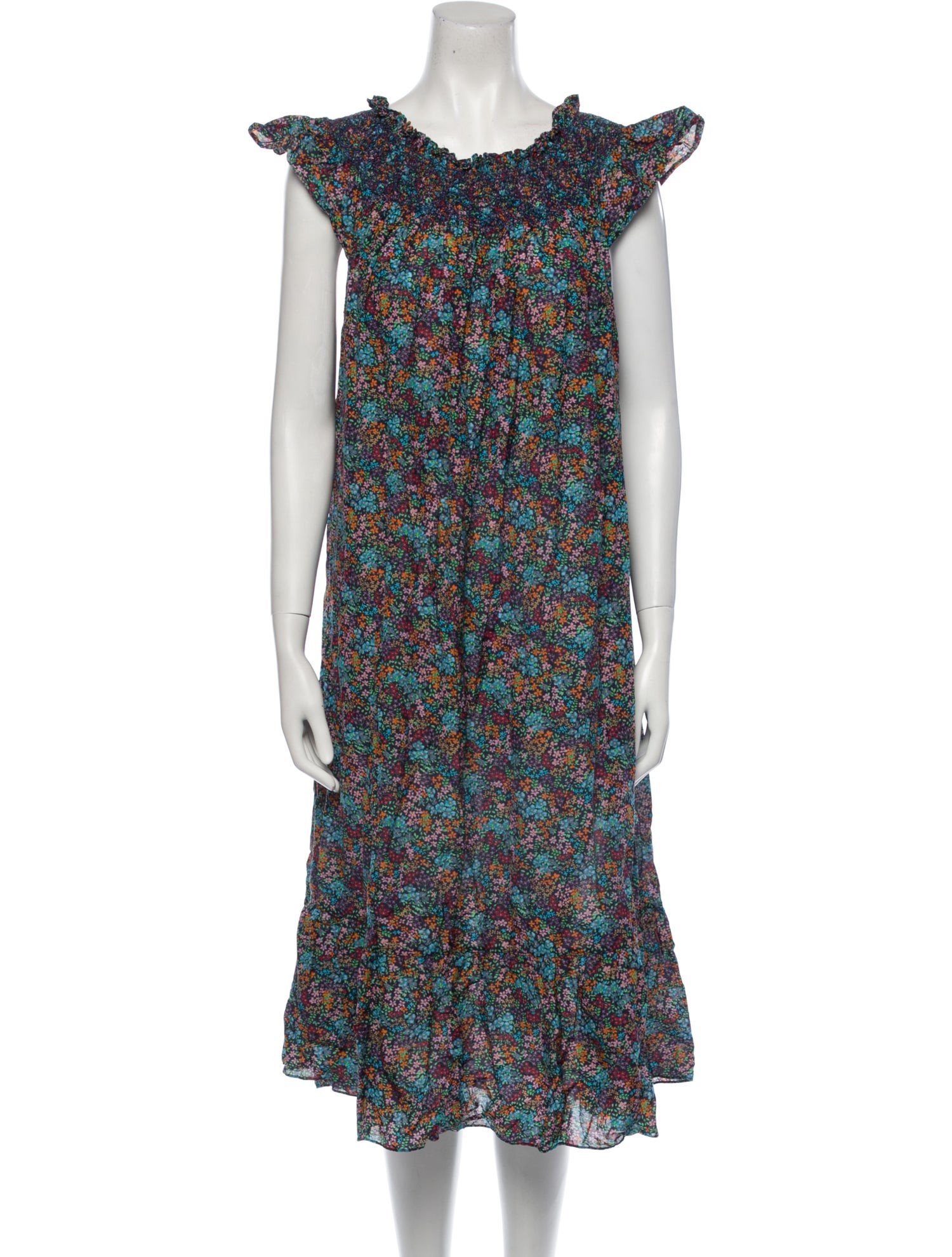 DÔEN Floral Print Midi Length Dress - Dresses, Clothing - WDOEN64151 ...