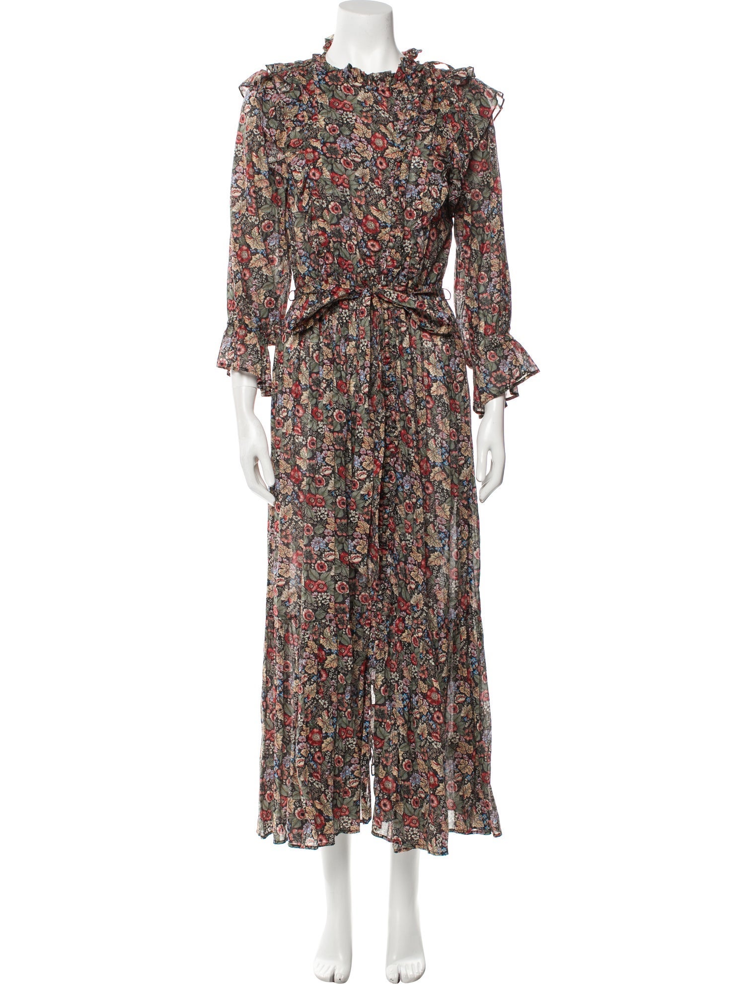 DÔEN Floral Print Long Dress - Black Dresses, Clothing - WDOEN65134 ...