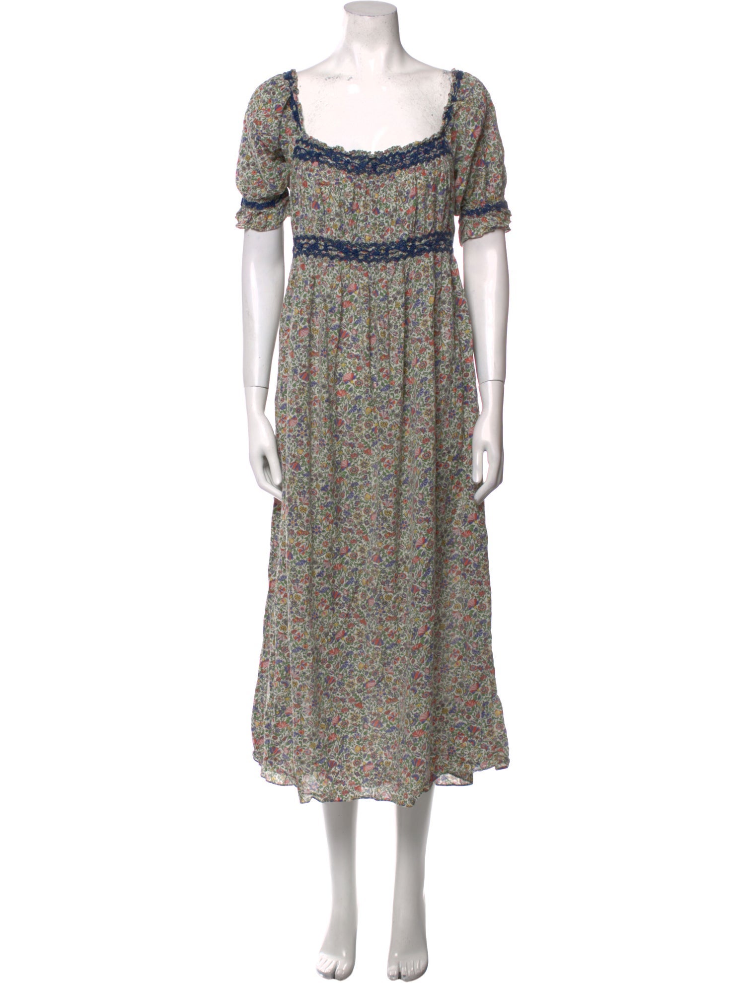 DÔEN Floral Print Long Dress - White Dresses, Clothing - WDOEN68337 ...