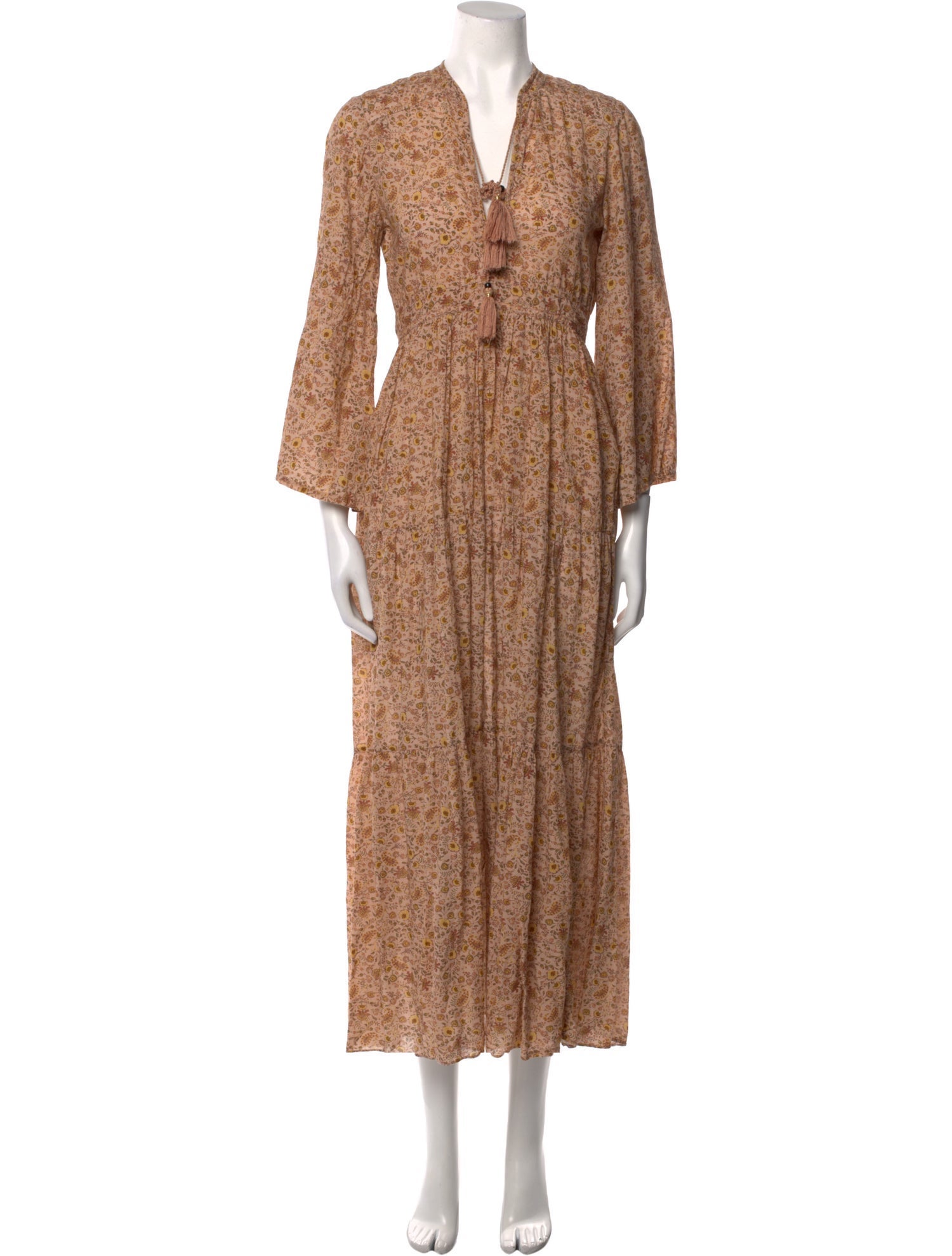 DÔEN Floral Print Long Dress - Neutrals Dresses, Clothing - WDOEN69092 ...
