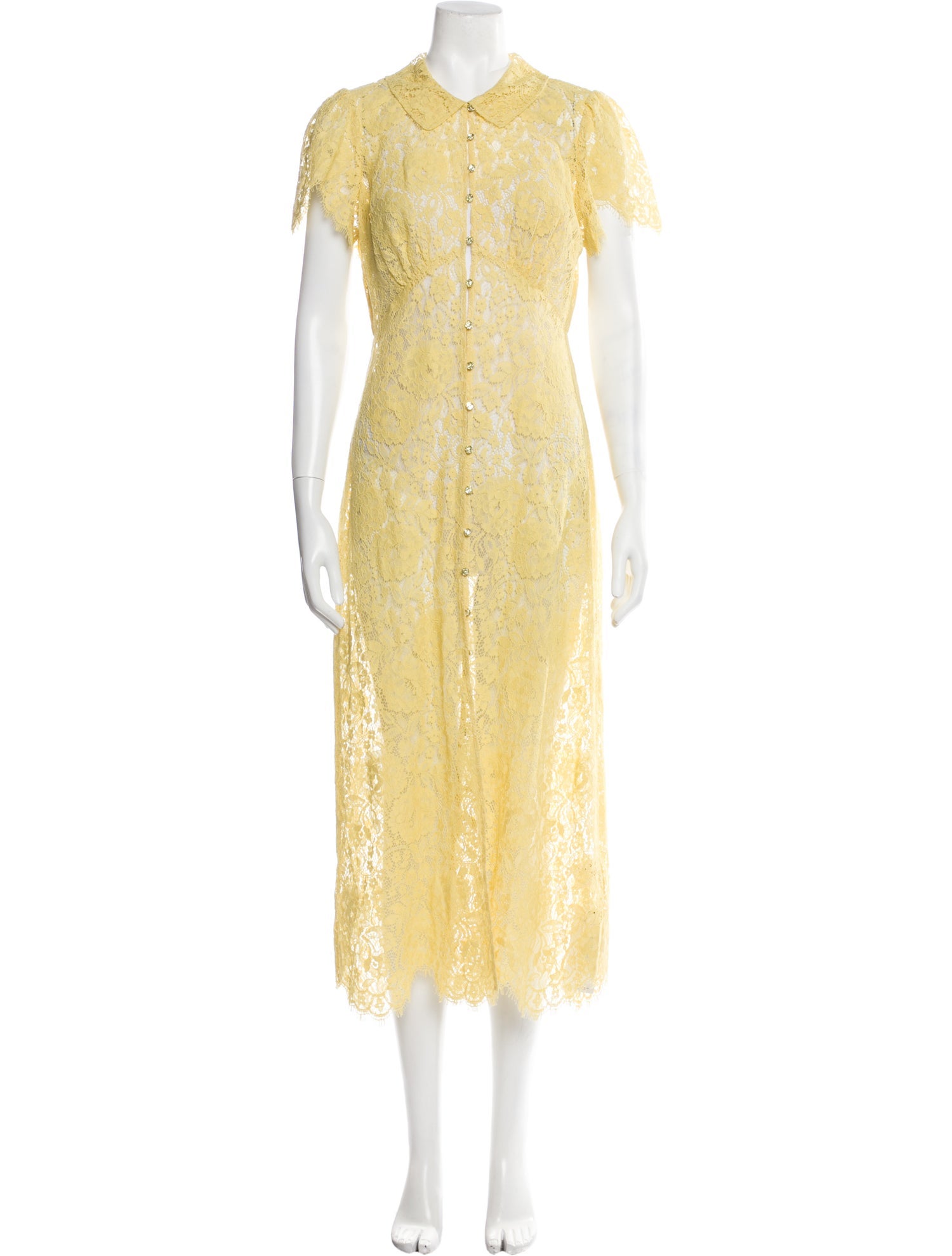 DÔEN Lace Pattern Long Dress w/ Tags - Yellow Dresses, Clothing ...