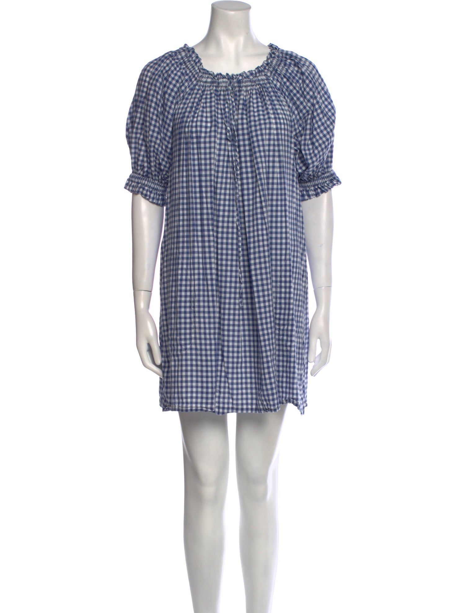 DÔEN Plaid Print Mini Dress - Blue Dresses, Clothing - WDOEN71572 | The ...