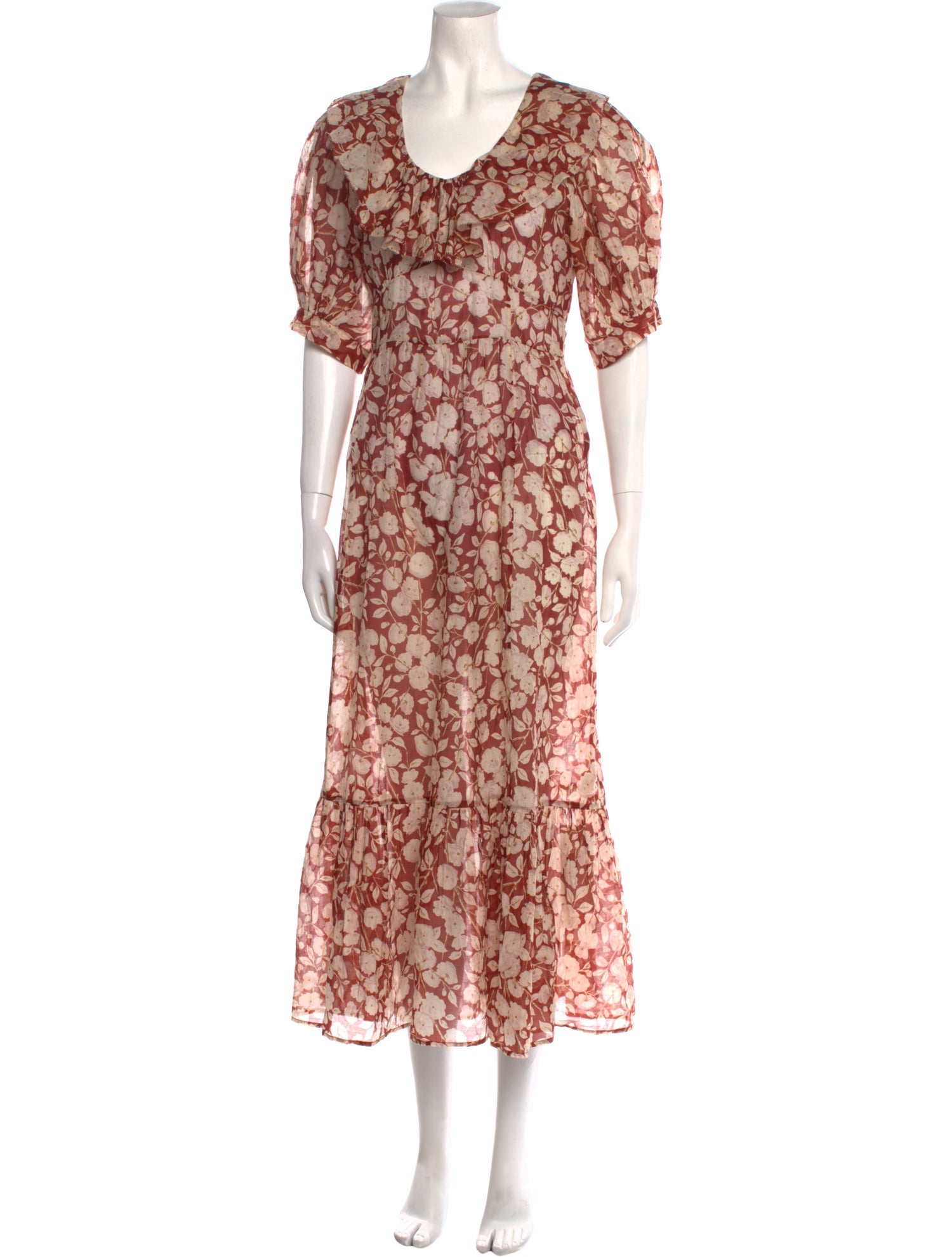 DÔEN Floral Print Long Dress - Brown Dresses, Clothing - WDOEN72279 ...