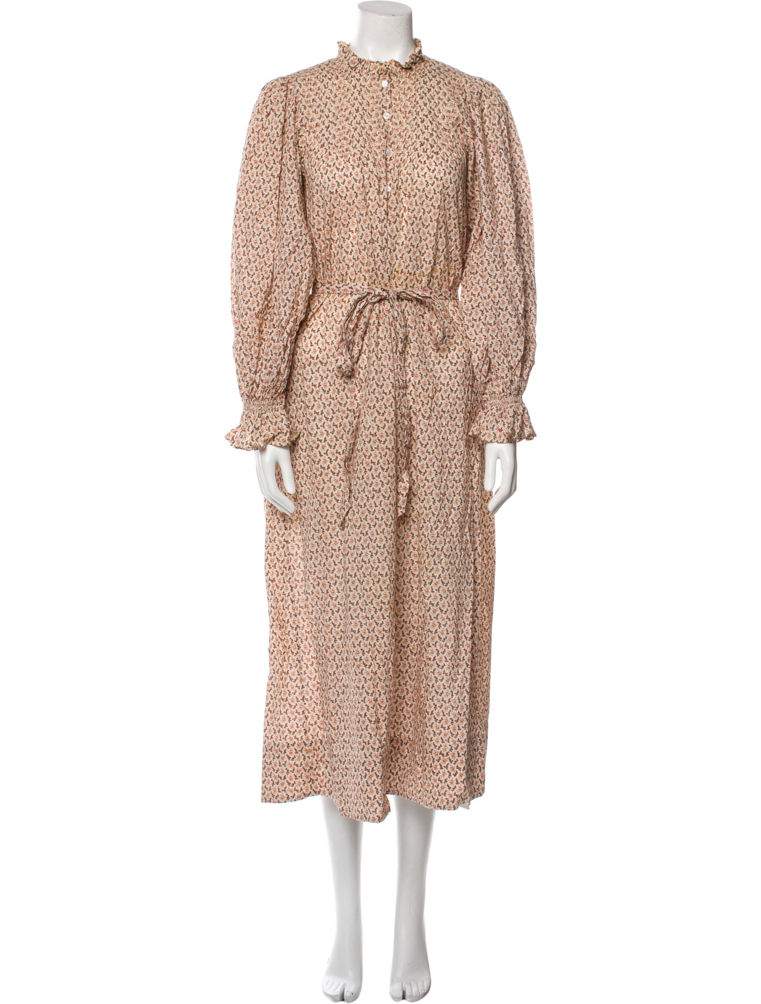 DÔEN Floral Print Long Dress - Neutrals Dresses, Clothing - WDOEN72405 ...