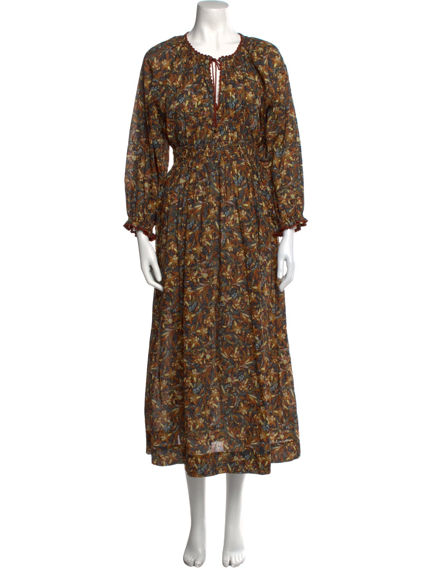 DÔEN Floral Print Long Dress w/ Tags - Orange Dresses, Clothing ...