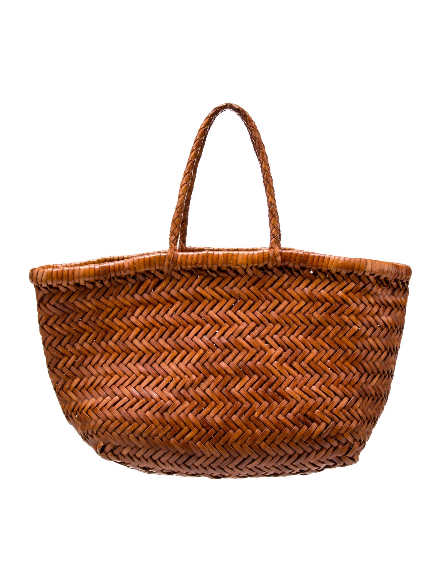 Dragon Diffusion Leather Basketweave Handle Bag - Brown Handle Bags ...