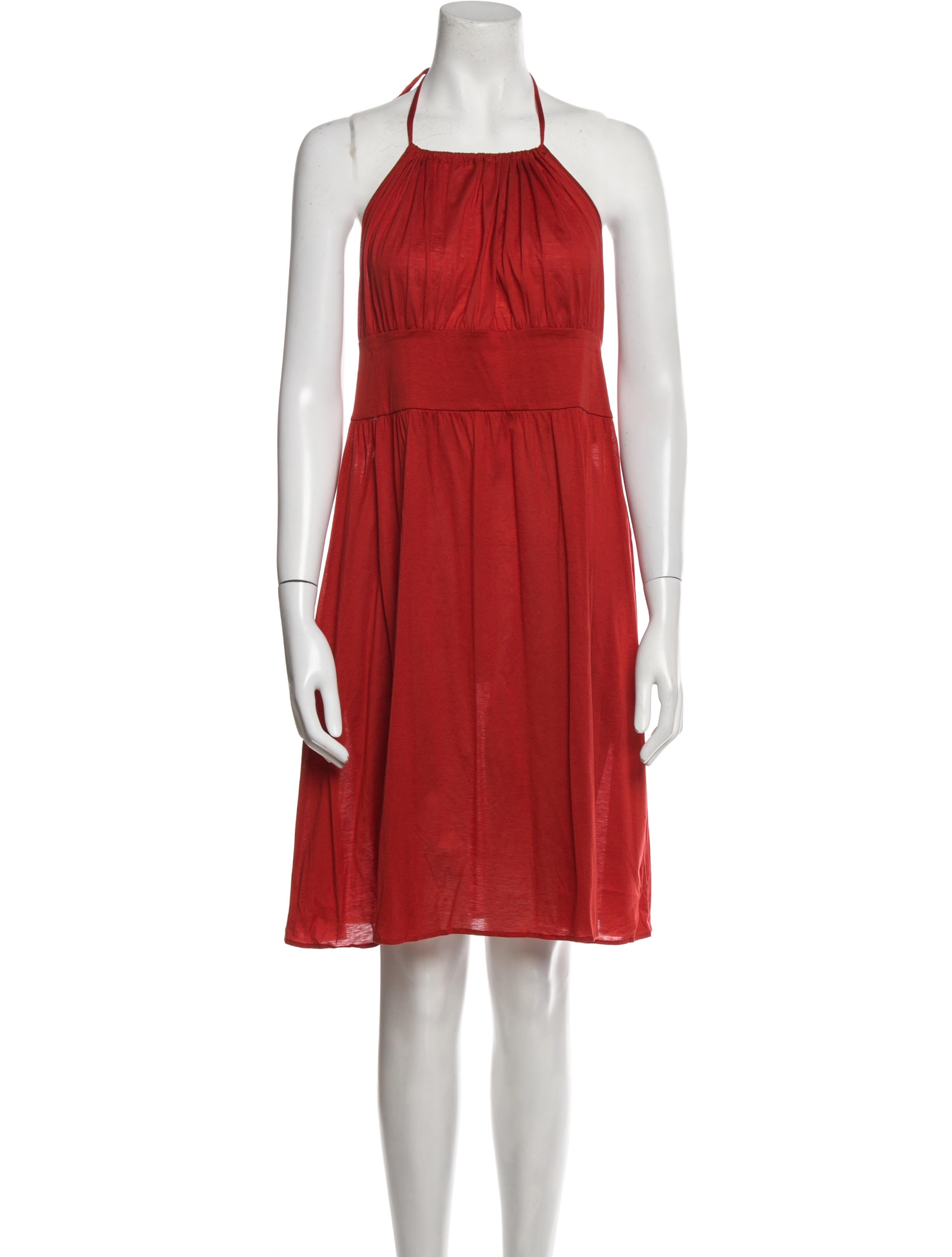 Eres Halterneck Knee-Length Dress w/ Tags - Red Dresses, Clothing ...
