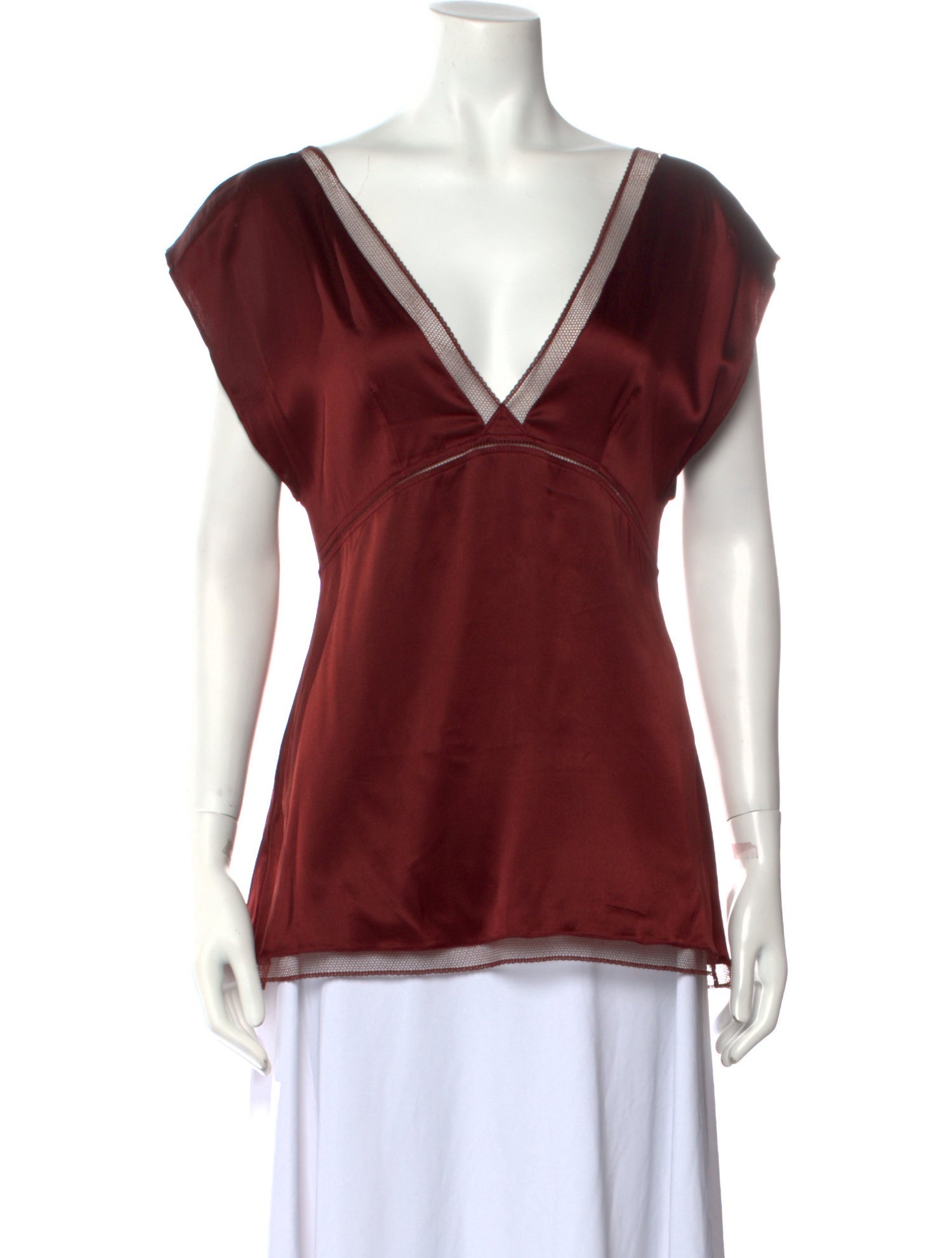 Eres Silk V-Neck Blouse - Red Tops, Clothing - WE425256 | The RealReal