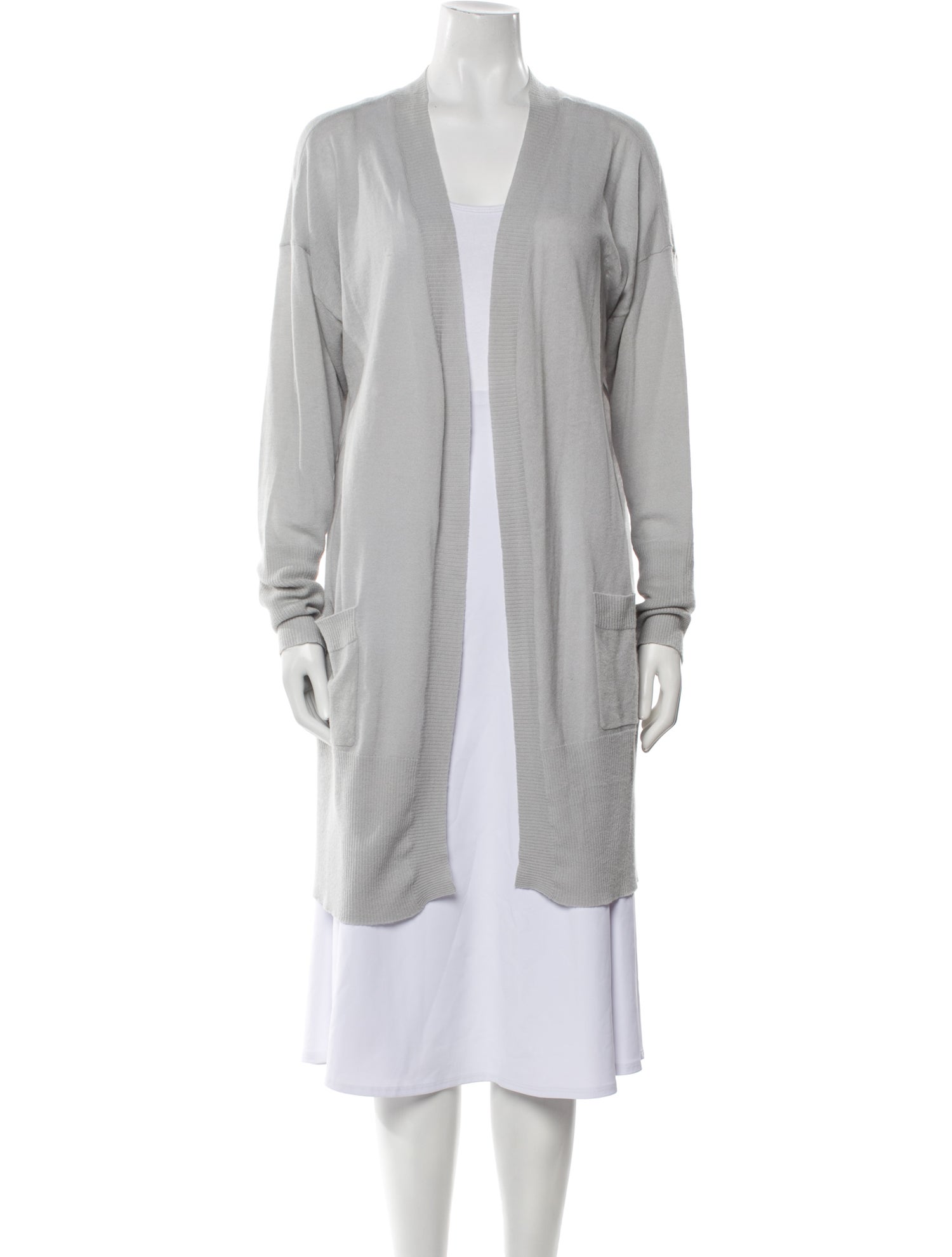 Eres Cashmere Open Front Sweater - Grey Knitwear, Clothing - WE427930 ...