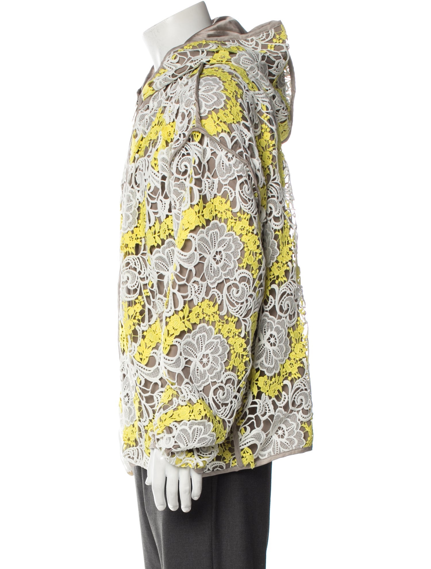 EARTHLING VIP Lace Pattern Crew Neck Hoodie - Neutrals Sweatshirts ...