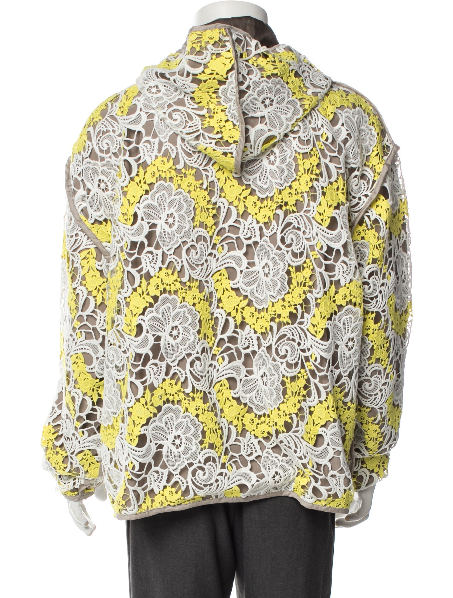 EARTHLING VIP Lace Pattern Crew Neck Hoodie - Neutrals Sweatshirts ...