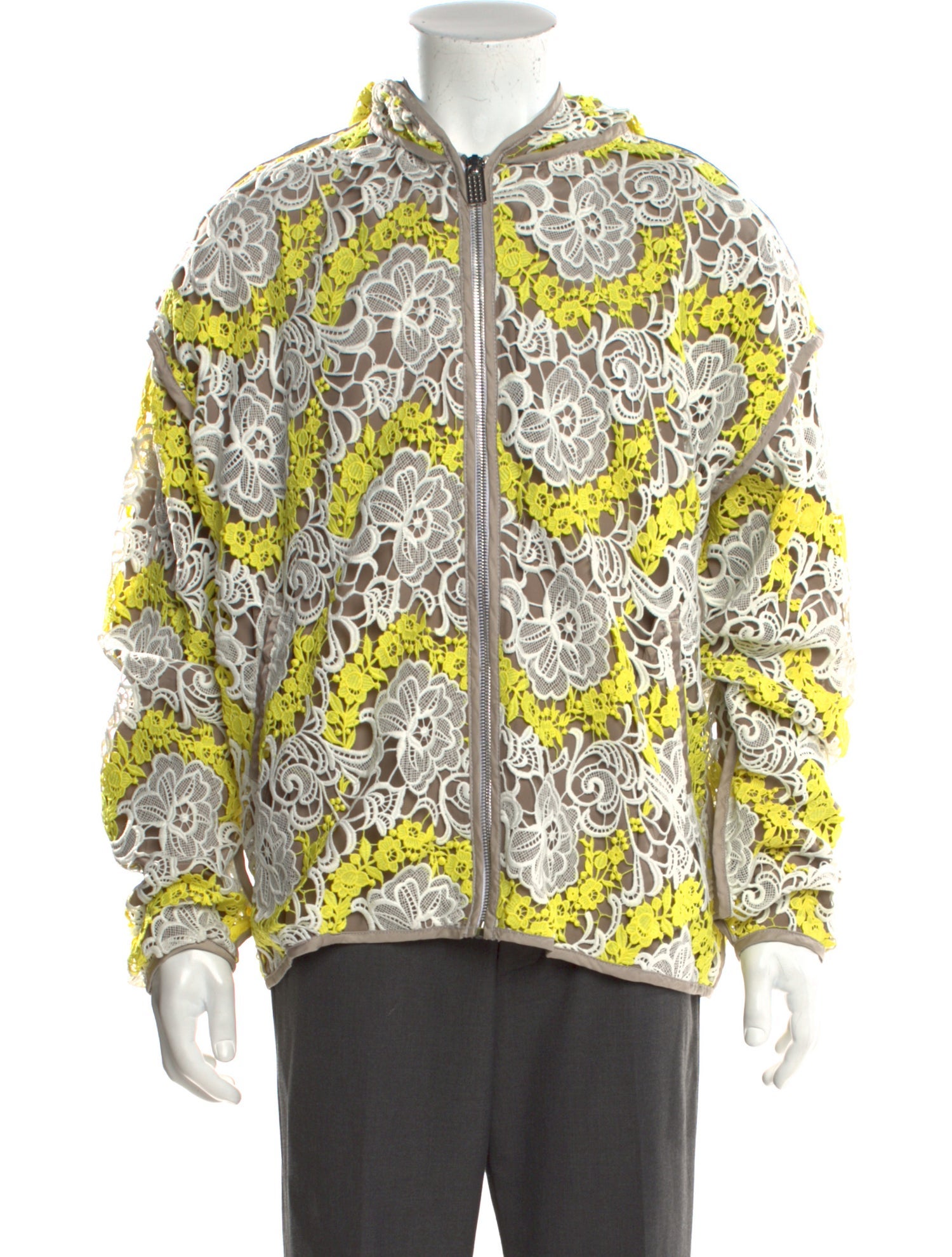 EARTHLING VIP Lace Pattern Crew Neck Hoodie - Neutrals Sweatshirts ...