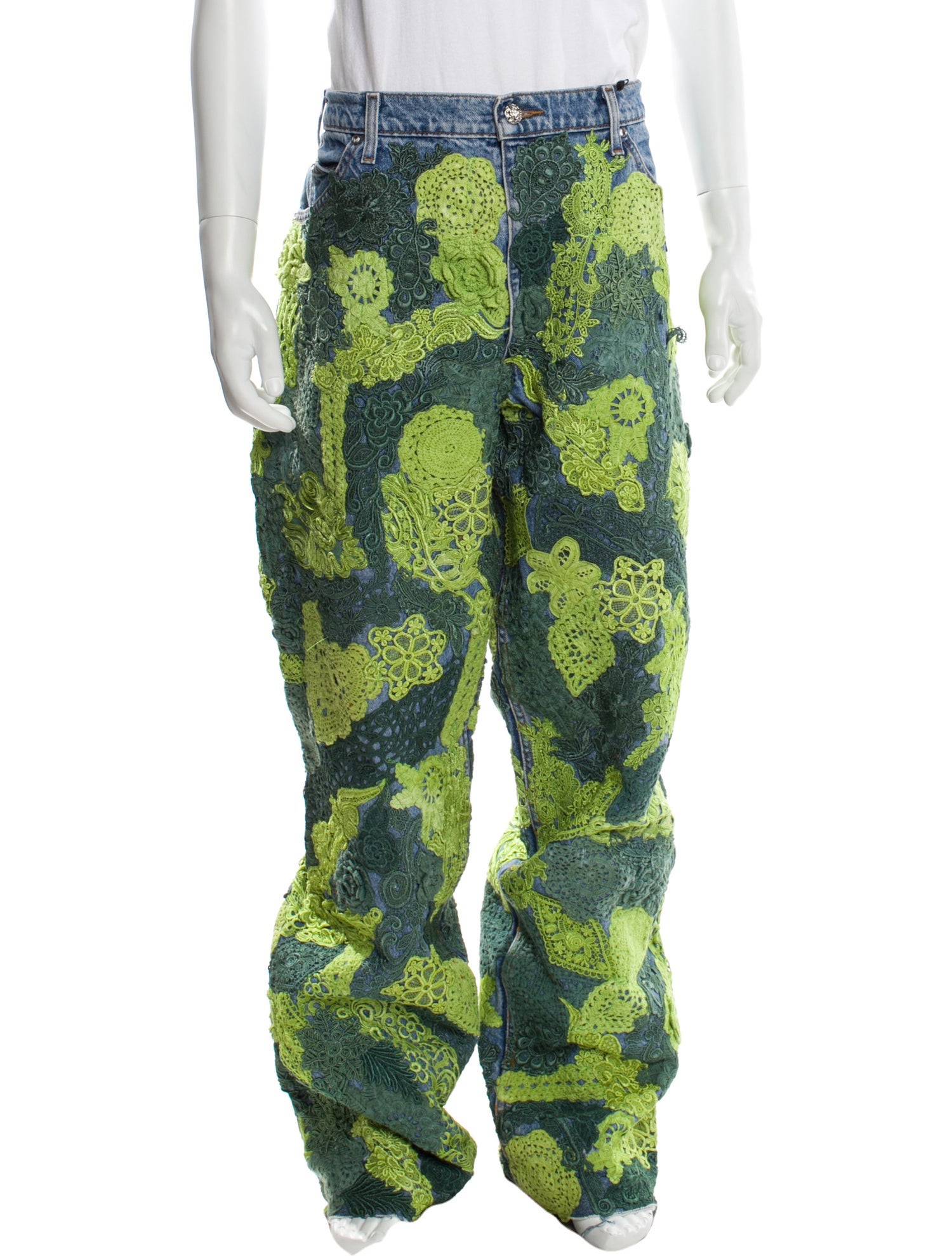 EARTHLING VIP Straight-Leg Jeans - Green, 13.75" Rise Jeans, Clothing ...