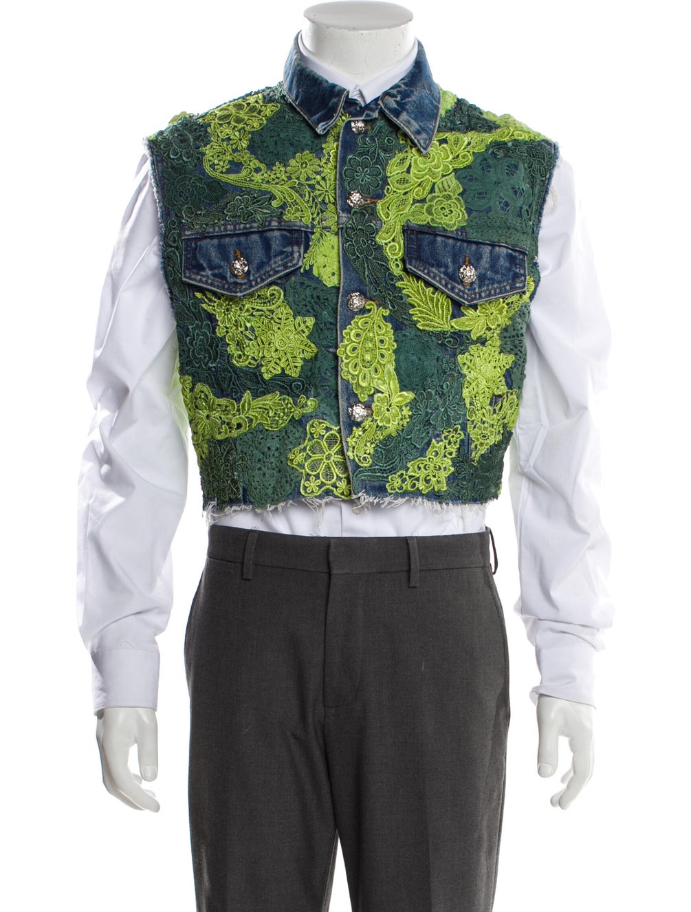 EARTHLING VIP Lace Pattern Vest - Green Outerwear, Clothing ...