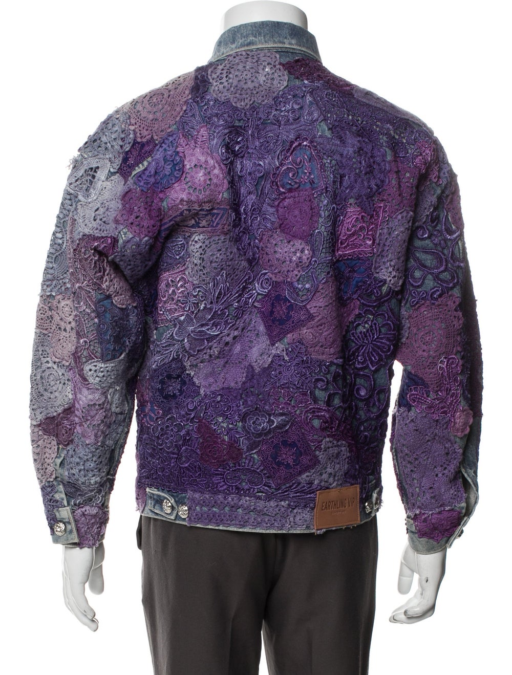 Earthling VIP Trucker Jacket Purple Printed Crochet, … - Gem