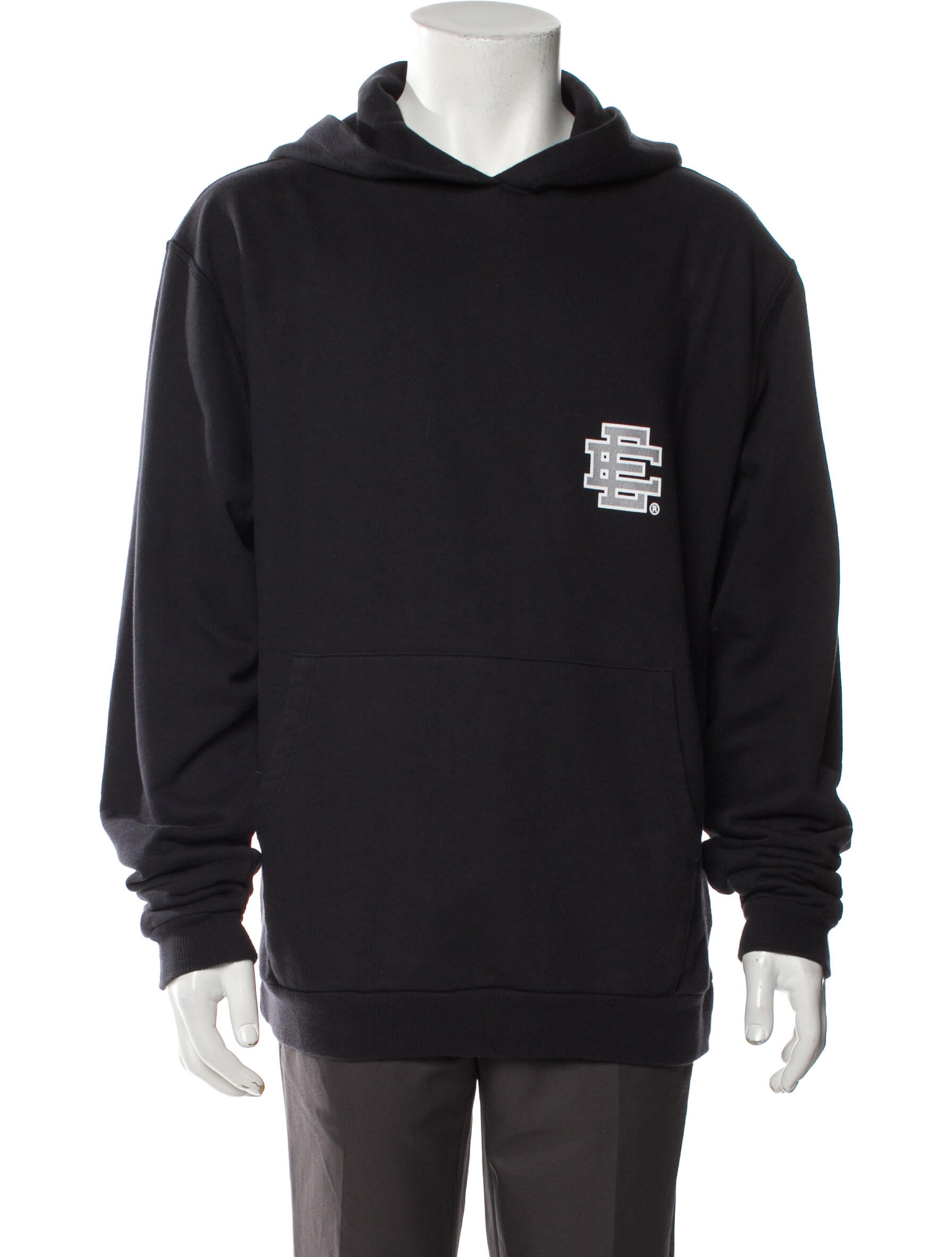 Eric Emanuel EE Graphic Print V-Neck Hoodie - Black Sweatshirts ...