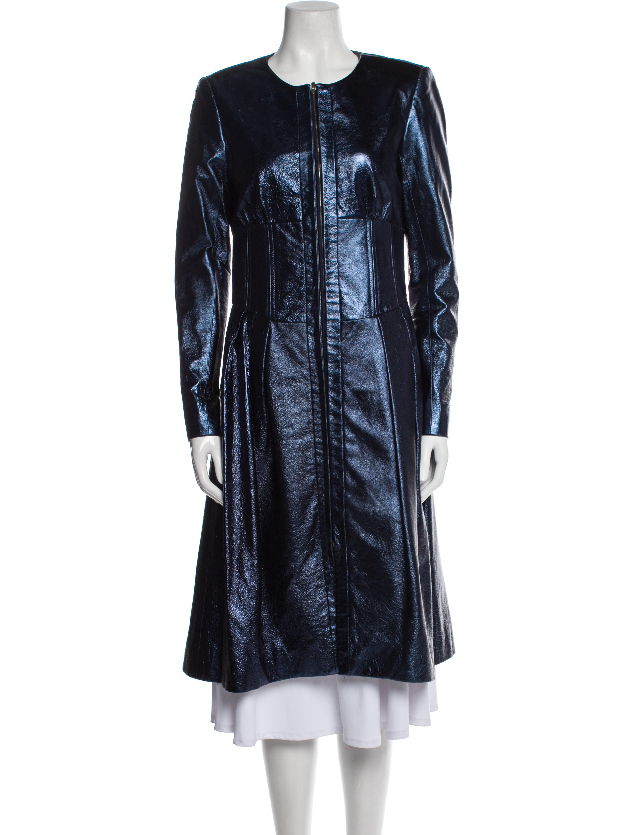 Wes Gordon Leather Printed Coat - Blue Coats, Clothing - WEG21888 | The ...