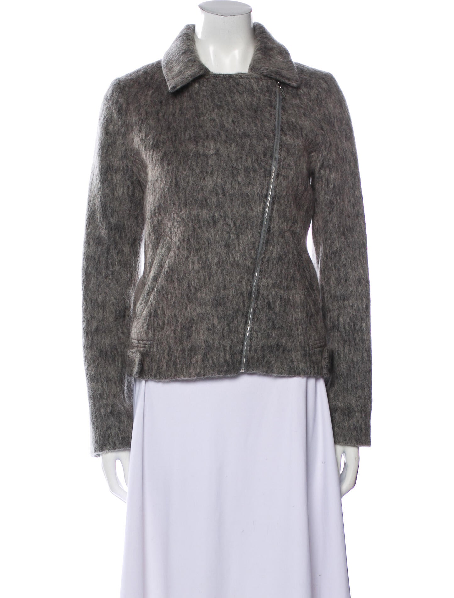 The Eight Senses Tweed Pattern Biker Jacket - Grey Jackets, Clothing ...