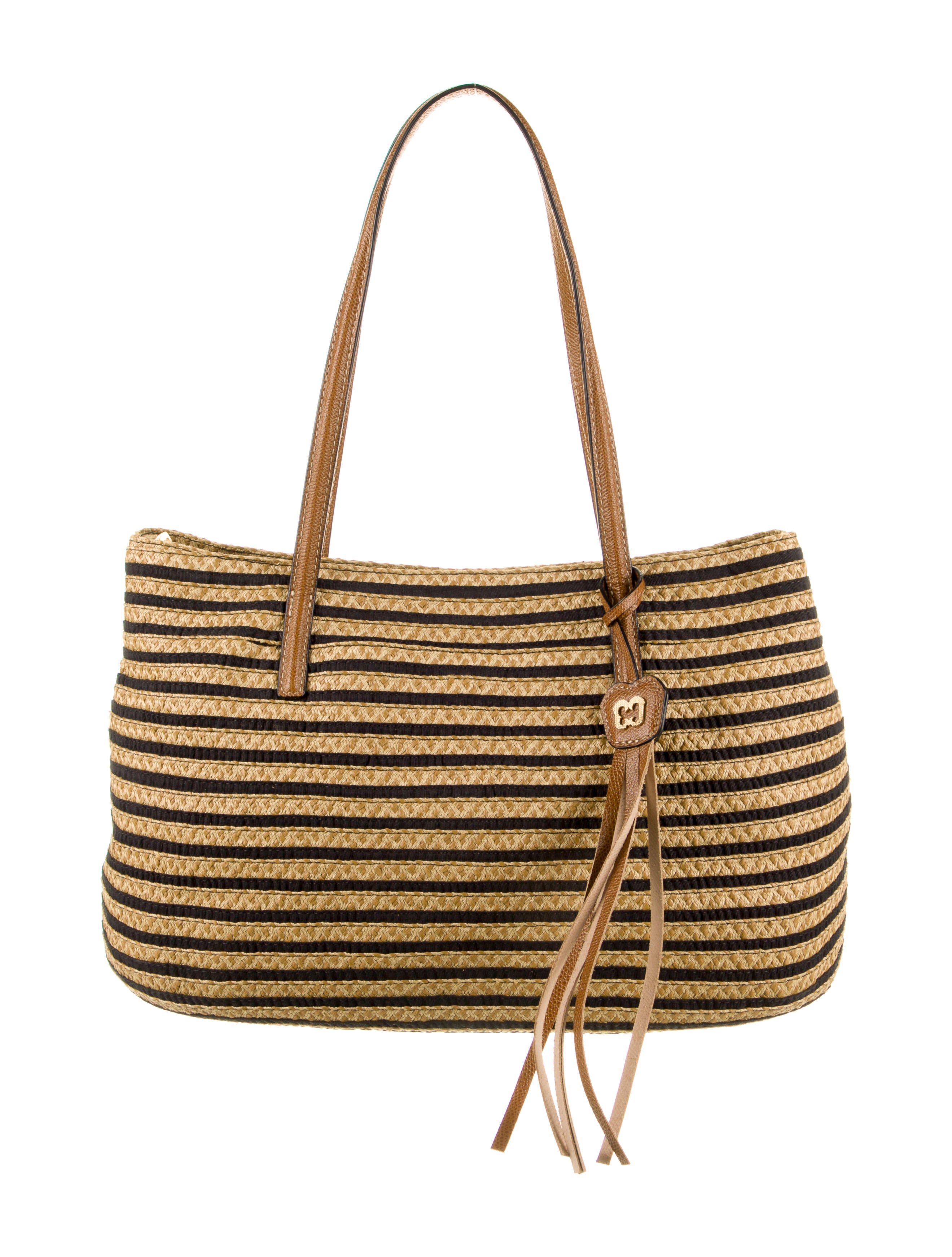 Eric Javits Straw Leather Trim Tote Bag - Neutrals Totes, Handbags ...