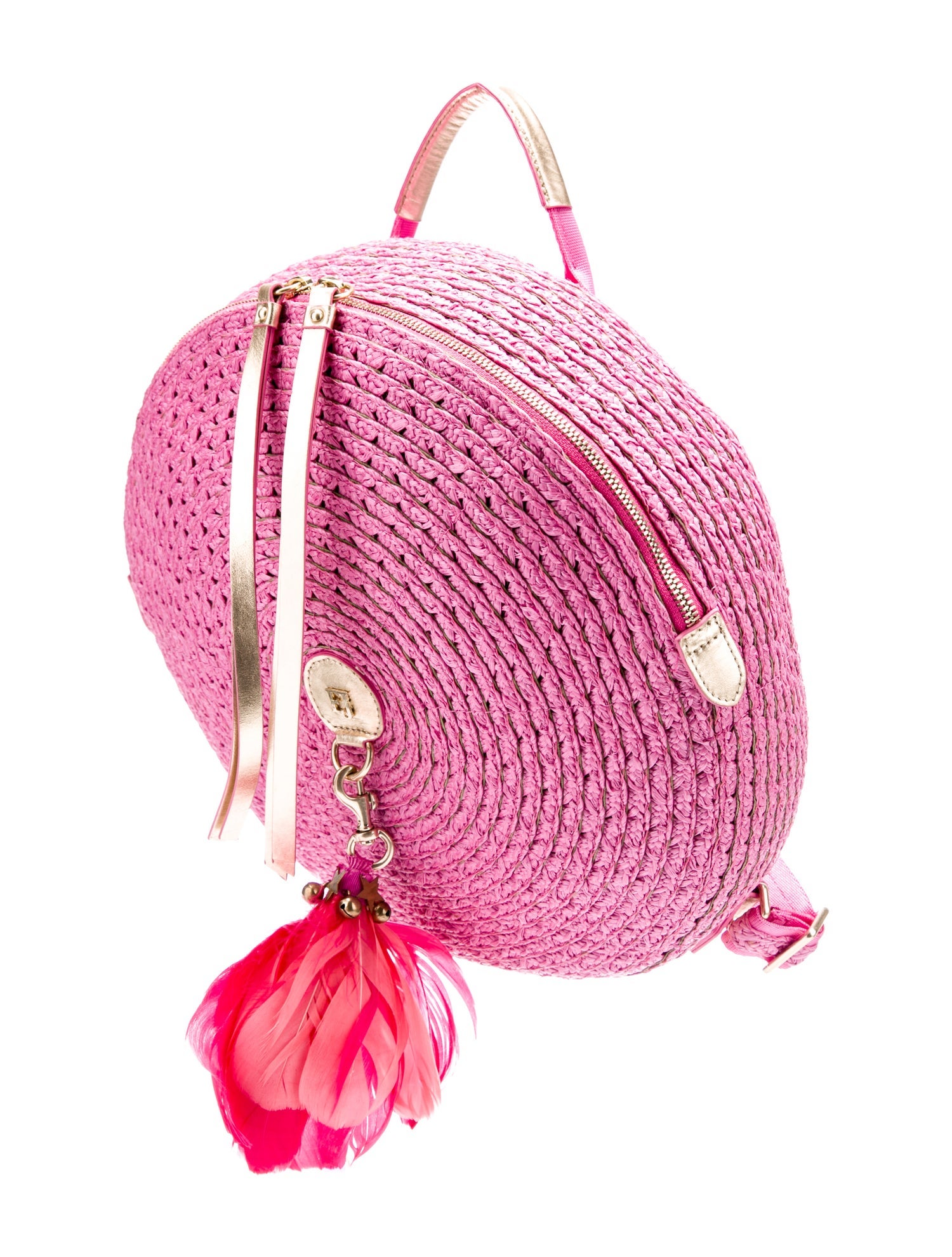 Eric Javits Wicker Feather trim Backpack - Pink Backpacks, Handbags ...
