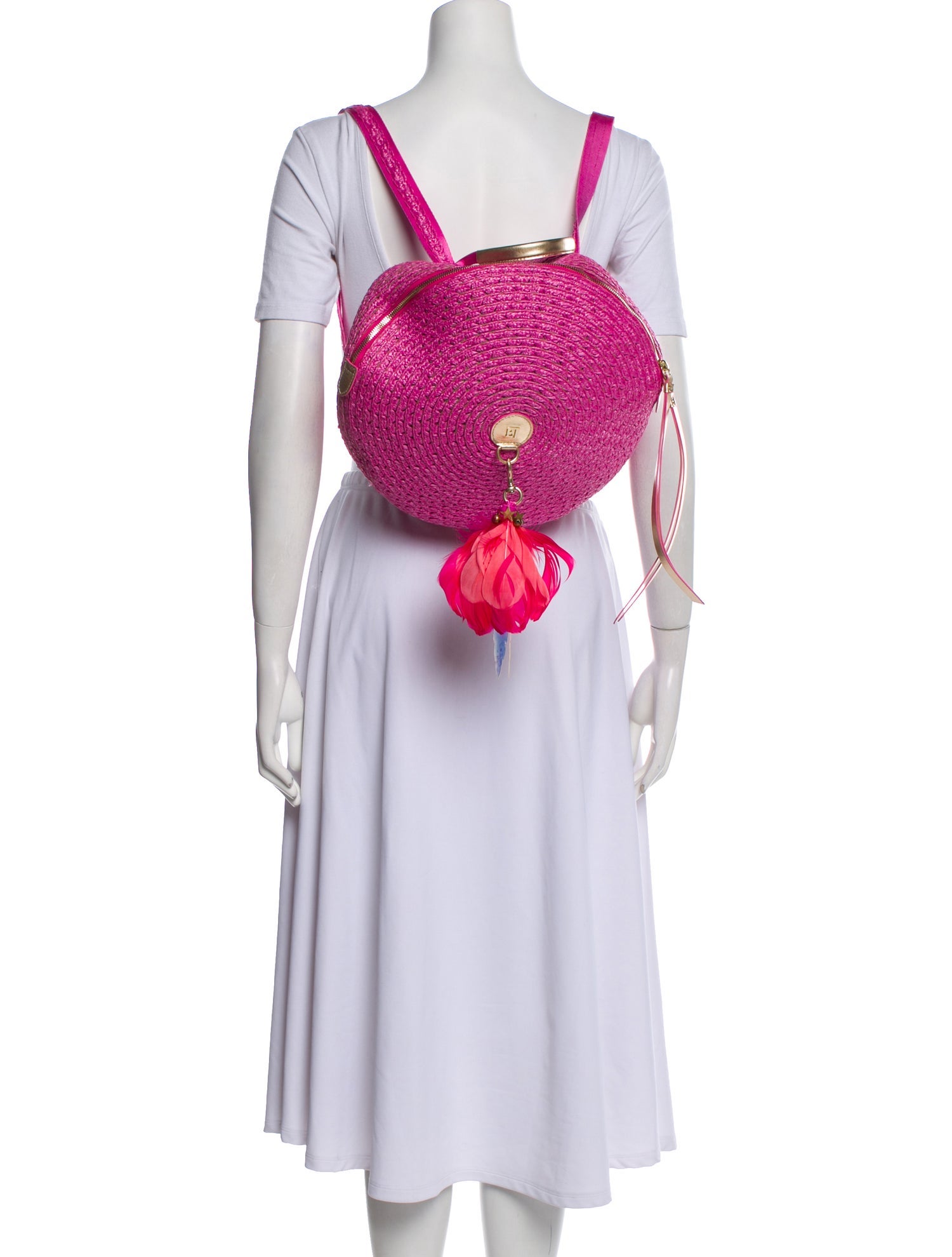 Eric Javits Wicker Feather trim Backpack - Pink Backpacks, Handbags ...