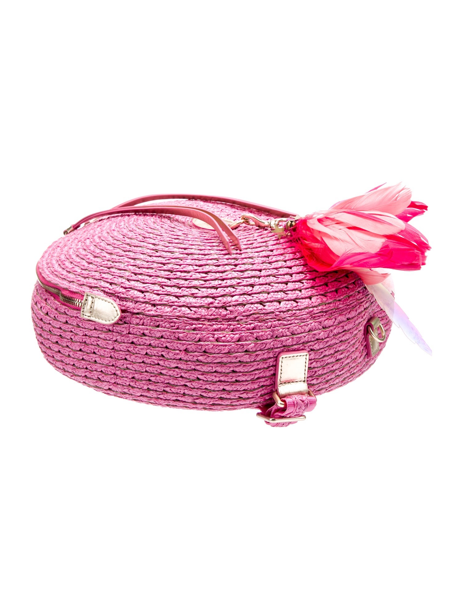 Eric Javits Wicker Feather trim Backpack - Pink Backpacks, Handbags ...
