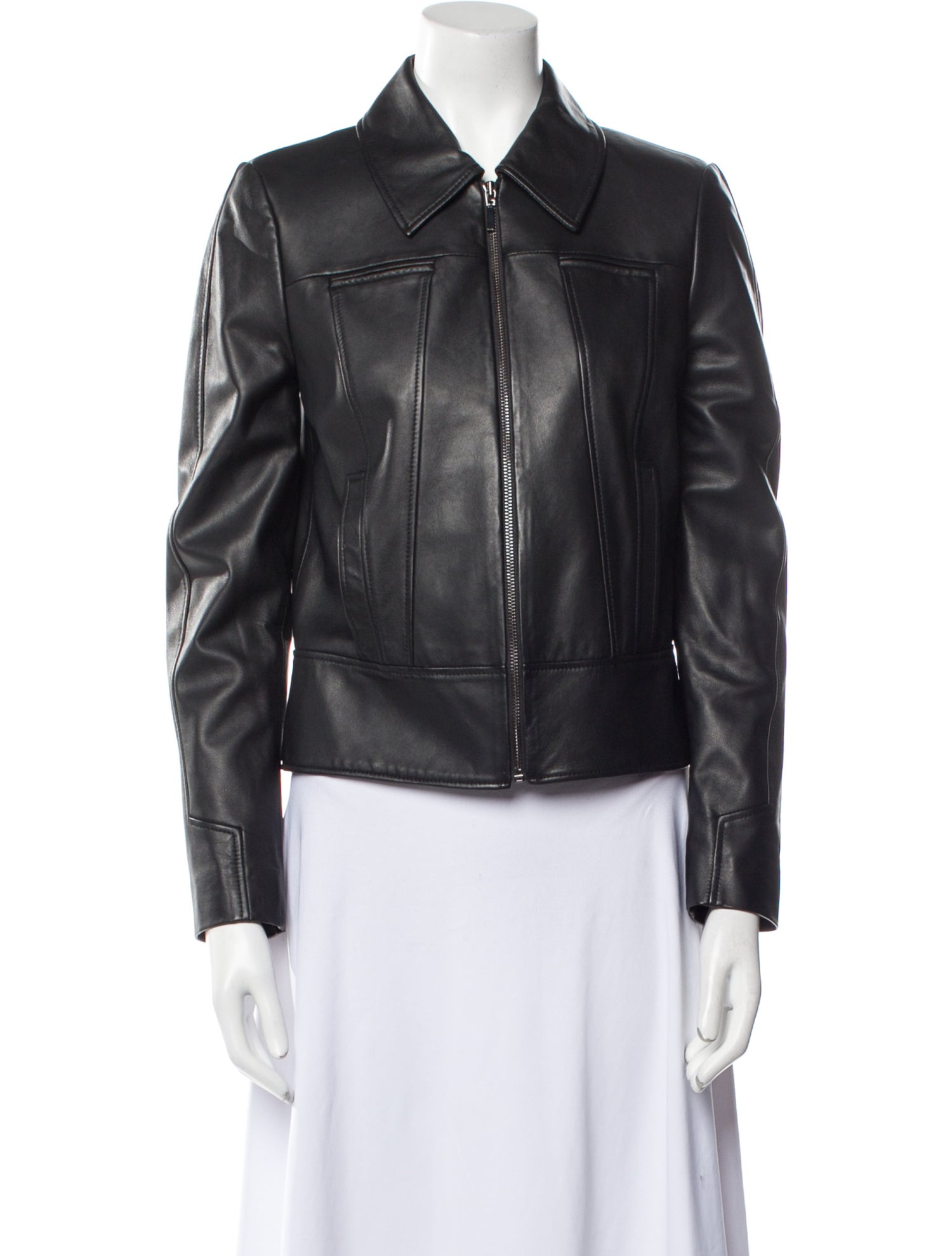 Elie Tahari Lamb Leather Biker Jacket - Blue Jackets, Clothing ...