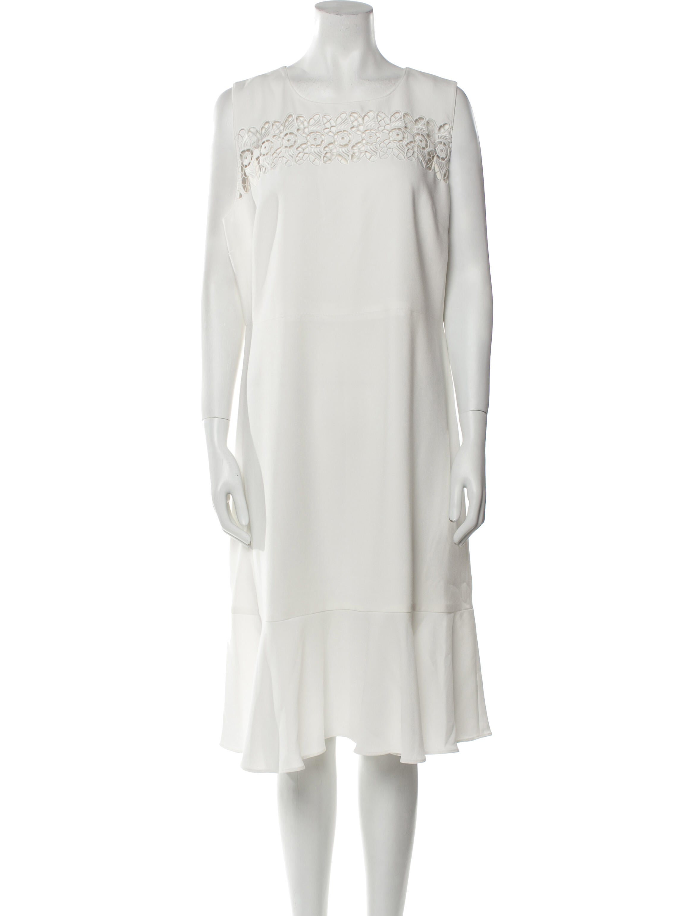 Elie Tahari Square Neckline Midi Length Dress w/ Tags - White Dresses ...