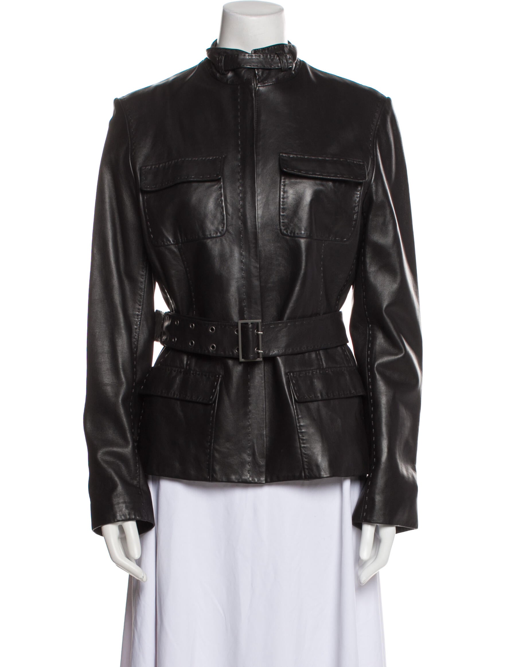 Elie Tahari Leather Jacket - Brown Jackets, Clothing - WEL33481 | The ...