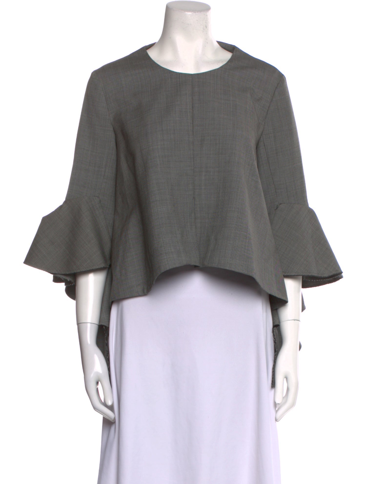 Ellery Wool Crew Neck Crop Top - Grey Tops, Clothing - WELLY27281 | The ...