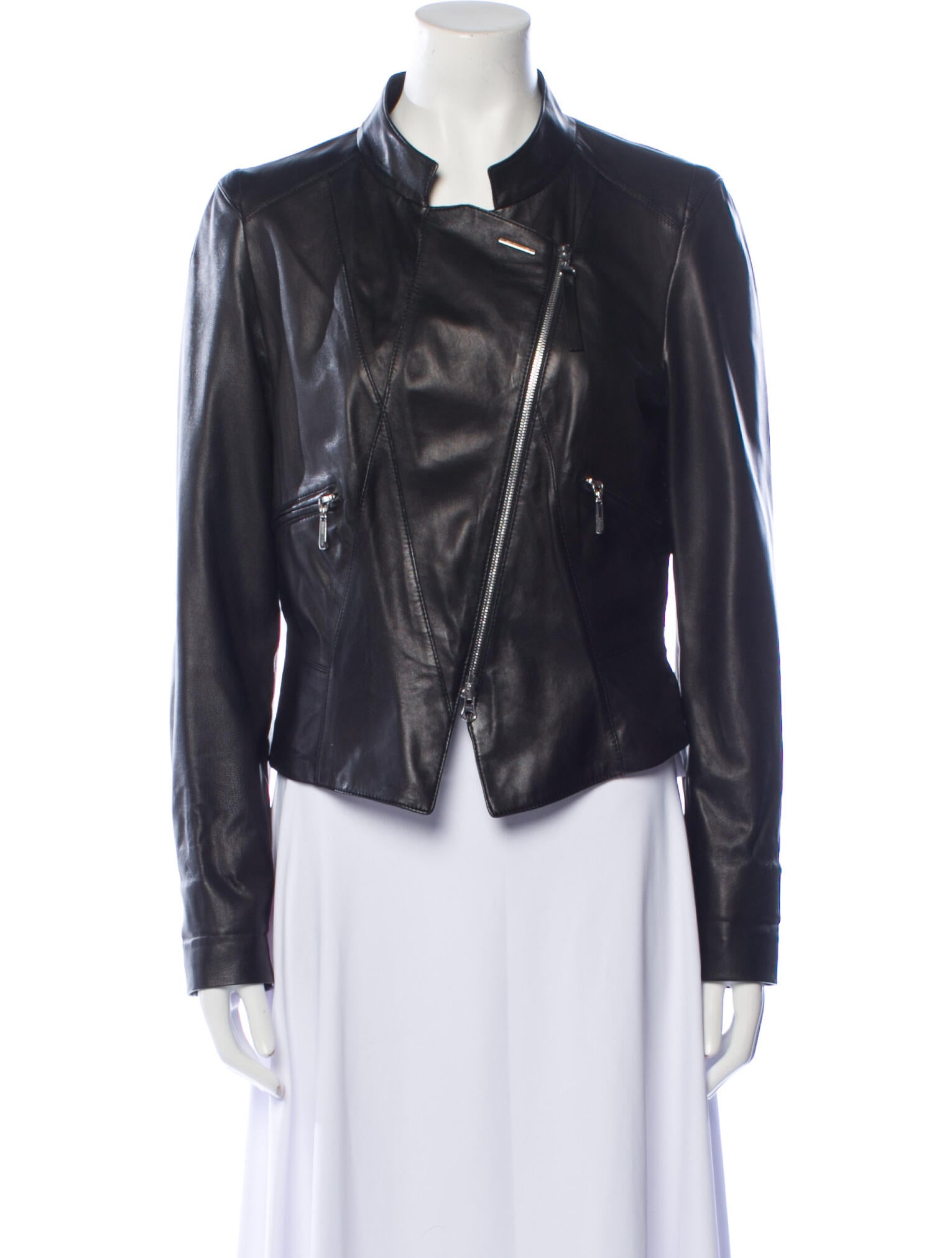 Escada Sport Lamb Leather Biker Jacket - Black Jackets, Clothing ...