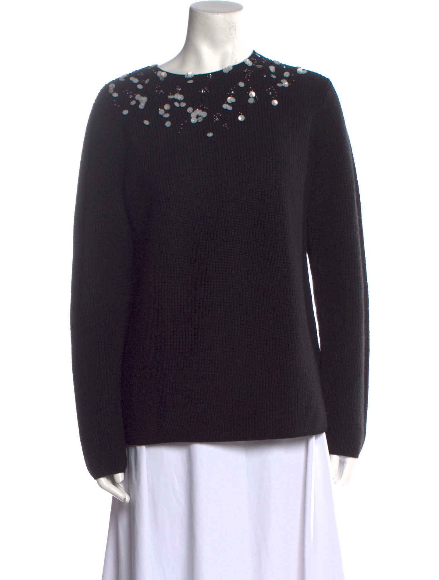 Escada Sport Virgin Wool Crew Neck Sweater - Black Knitwear, Clothing ...