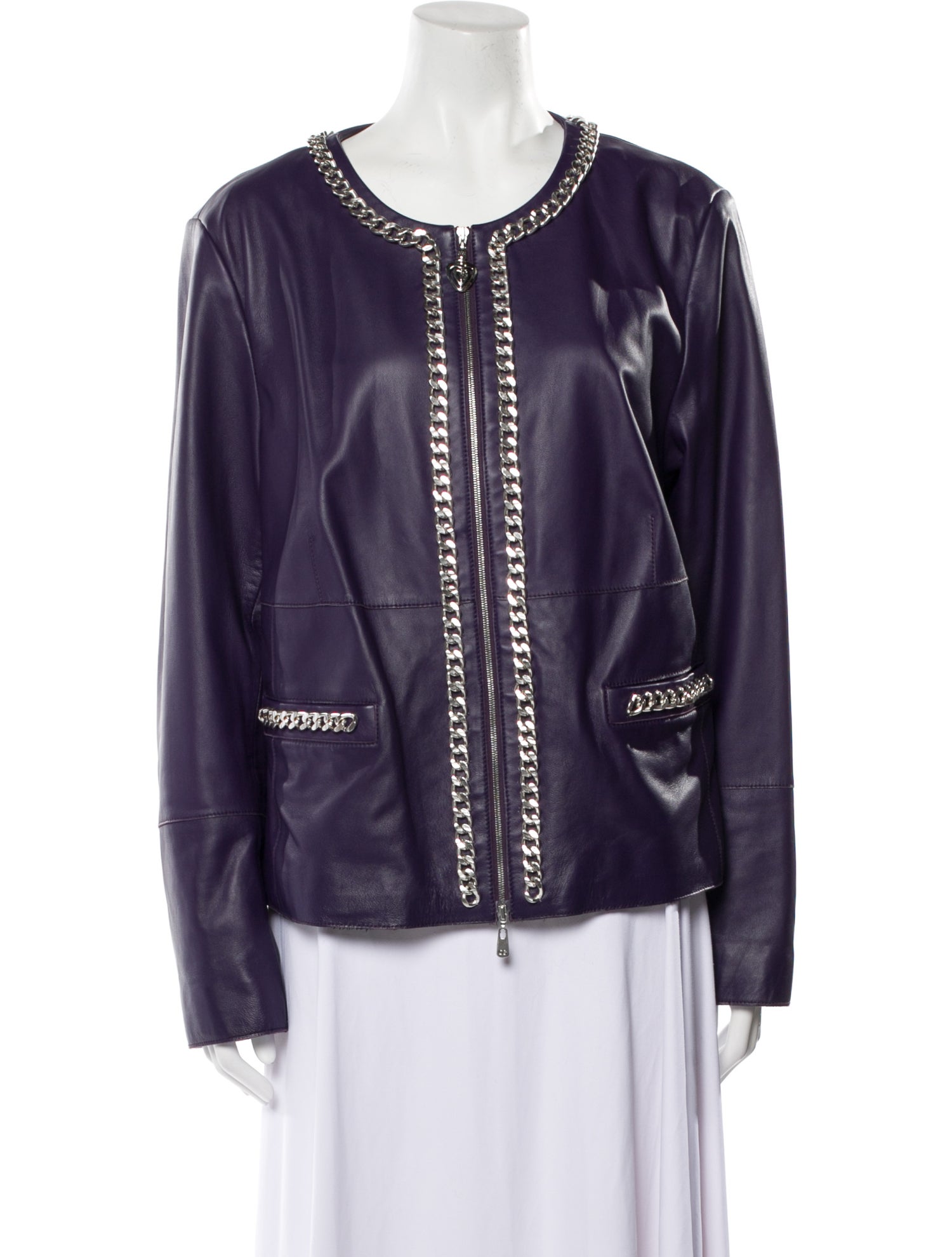 Escada Sport Lamb Leather Evening Jacket - Purple Jackets, Clothing ...