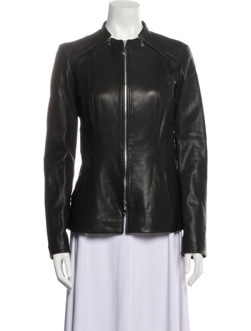 Escada Sport Lamb Leather Biker Jacket Blue Pointed C… - Gem