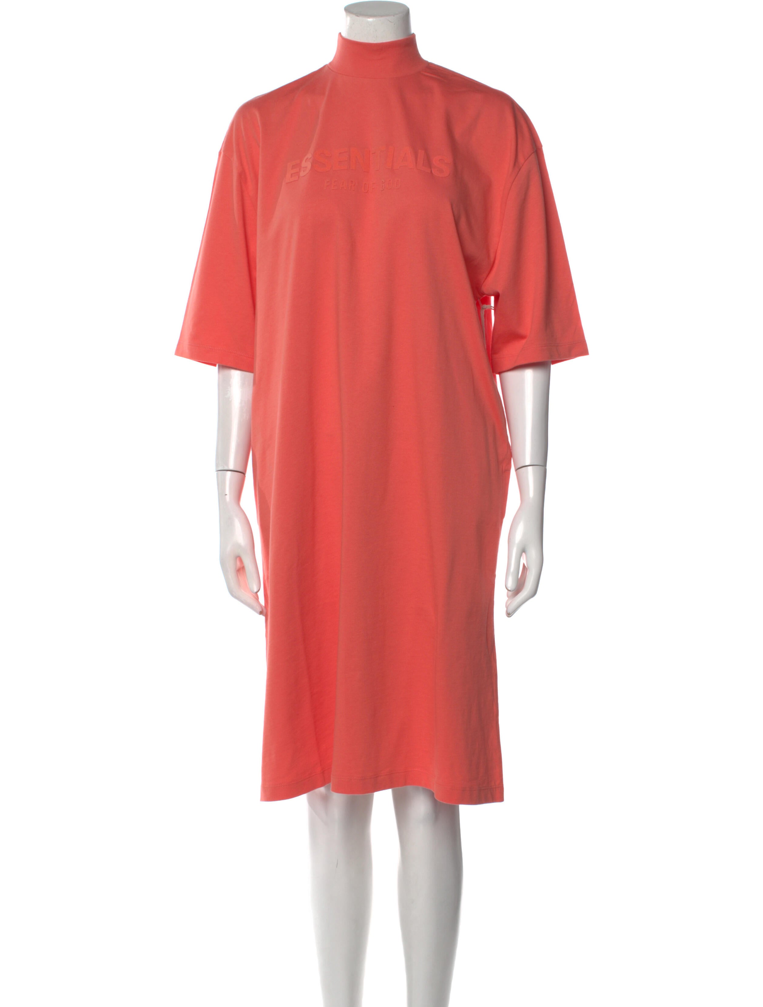 Essentials - Fear of God Mock Neck Knee-Length Dress - Orange Dresses ...
