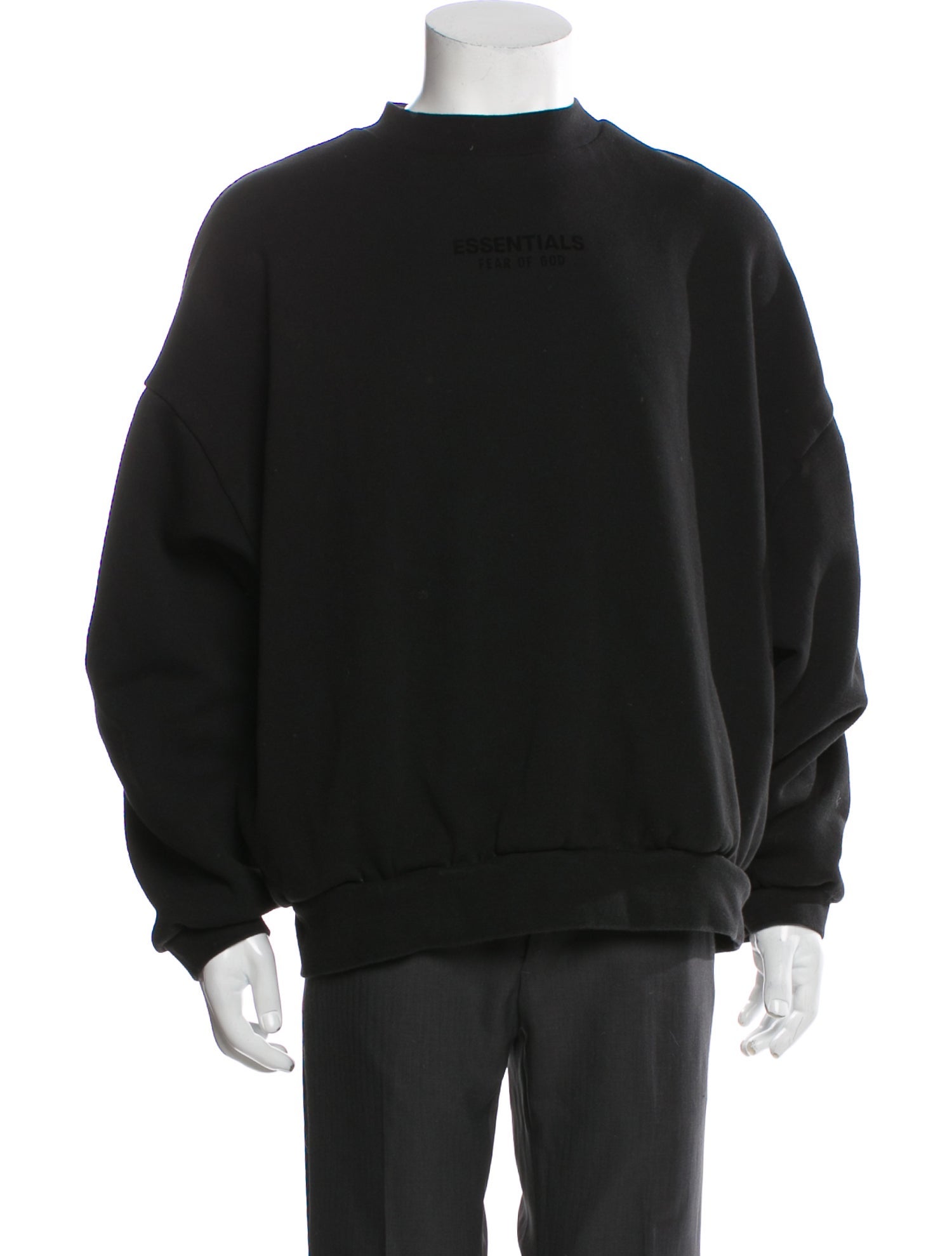 Essentials - Fear of God Crew Neck Long Sleeve Sweatshirt - Black ...