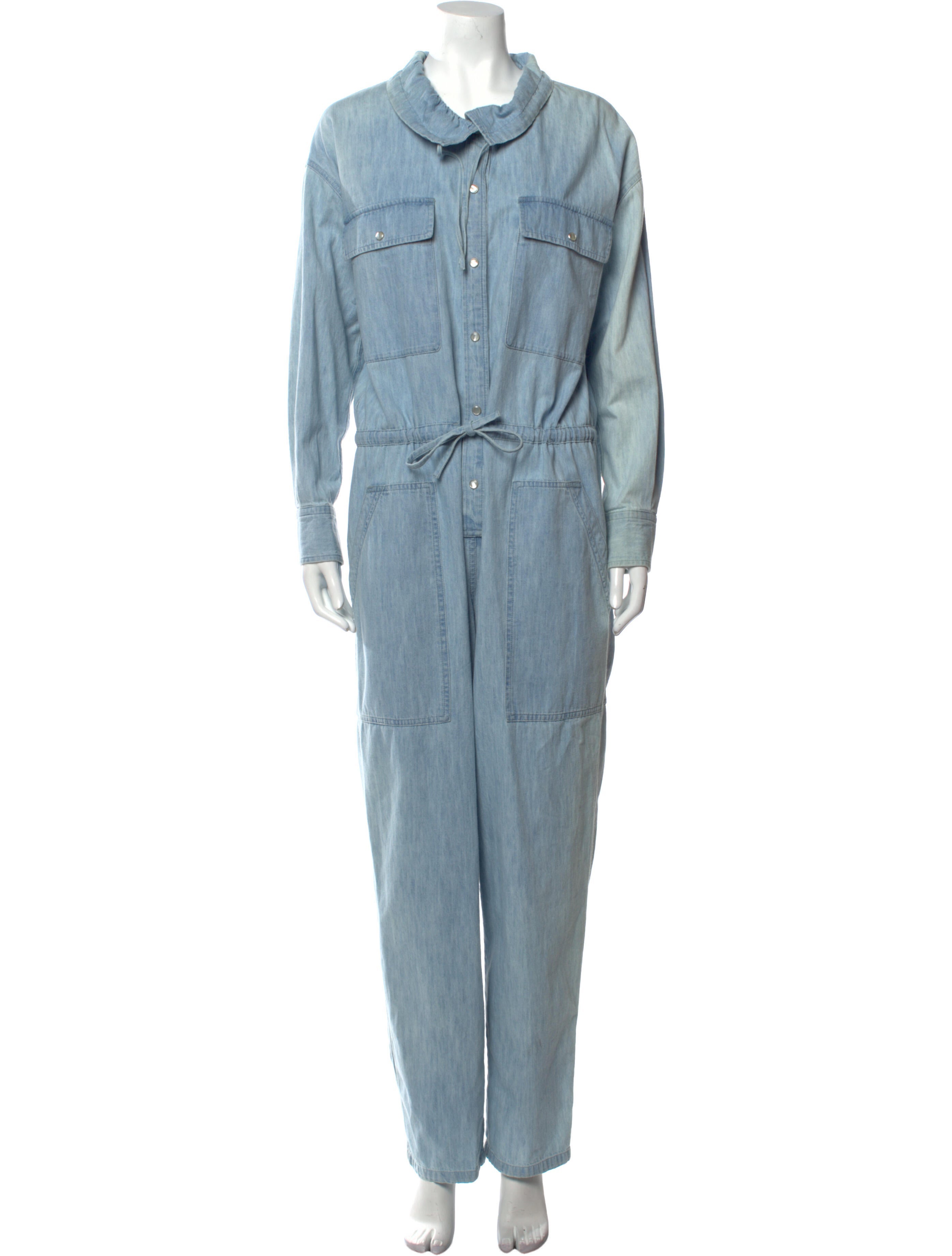 Étoile Isabel Marant Silk Mock Neck Jumpsuit w/ Tags - Blue, 11.5" Rise ...