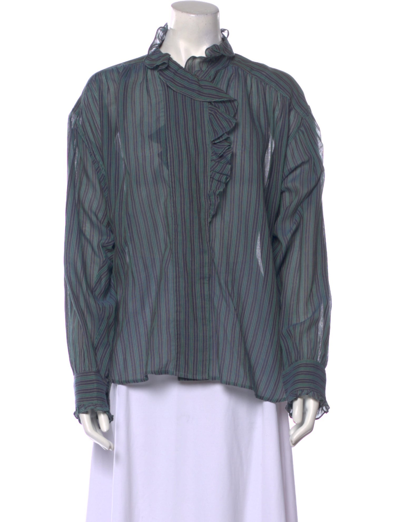 Étoile Isabel Marant Striped Mock Neck Blouse - Blue Tops, Clothing - WET165484 | The RealReal