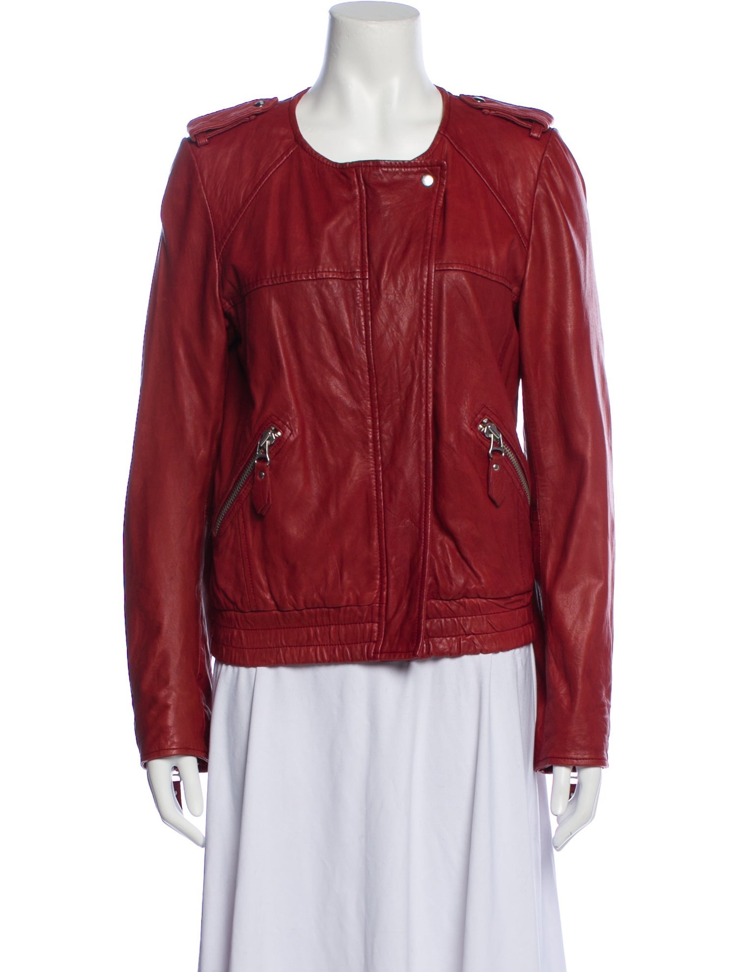 Iro Lamb Leather Biker Jacket - Red Jackets, Clothing - WIR157328 | The ...